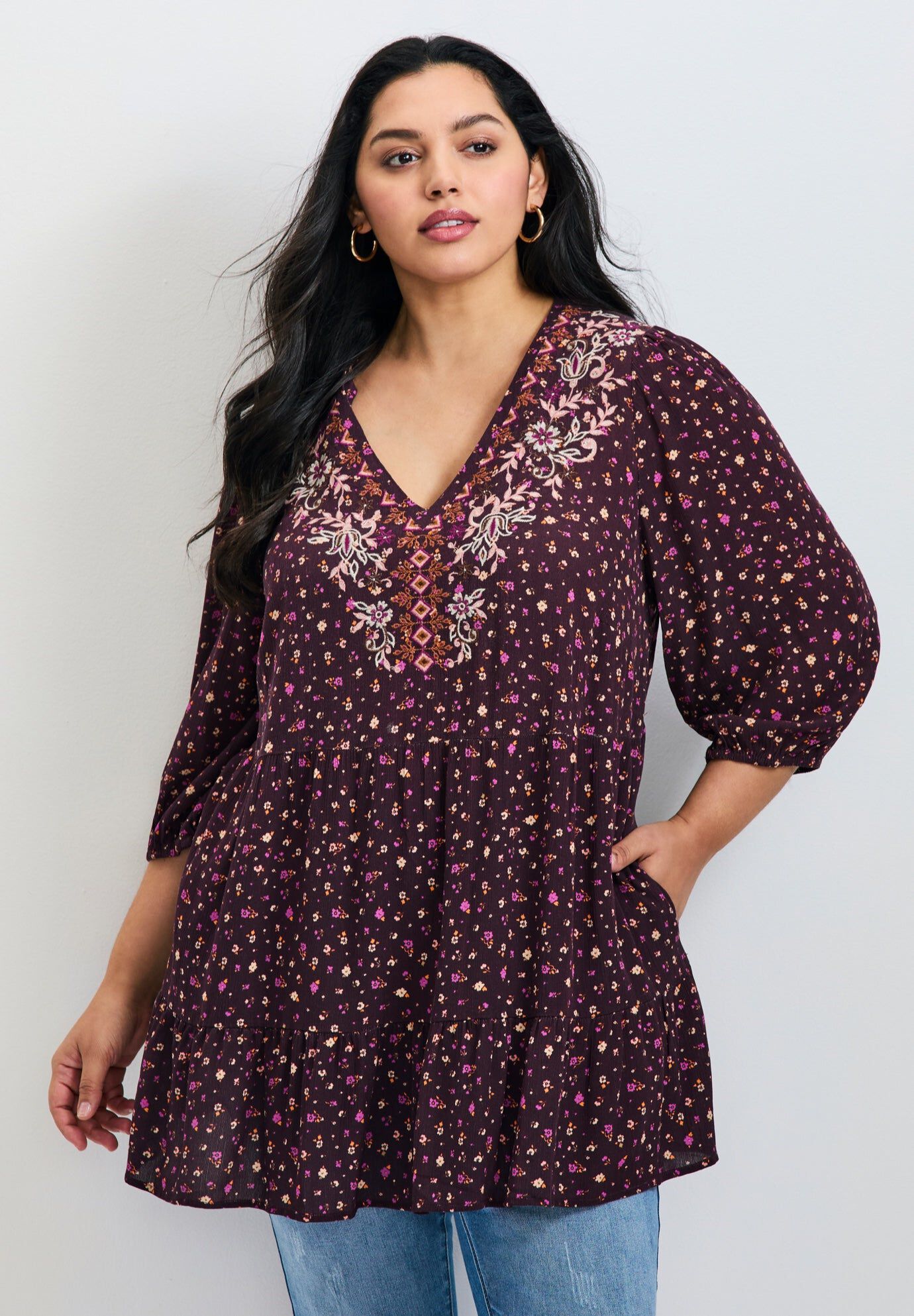 Ditsy Embroidered Tunic | OneStopPlus