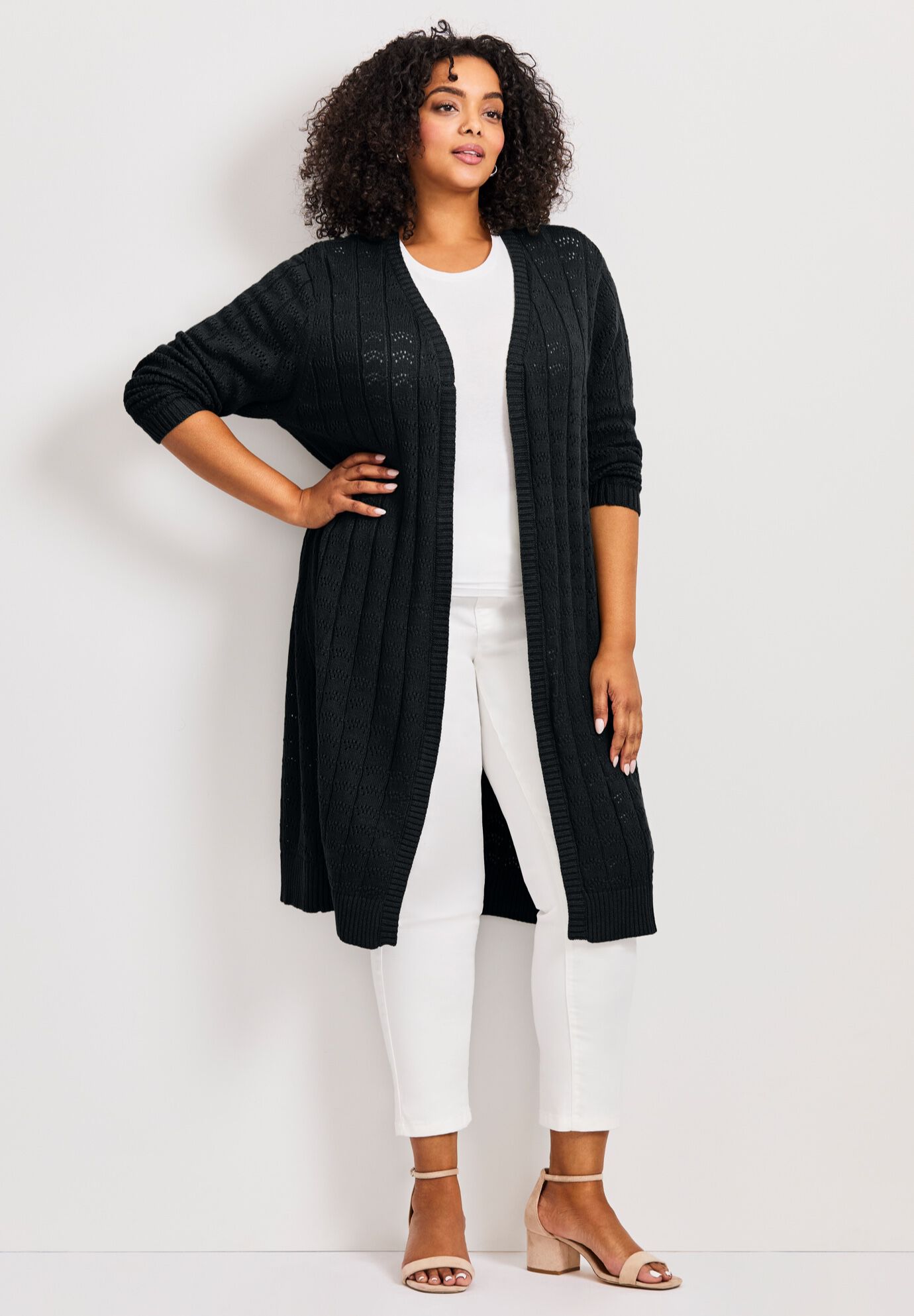Pointelle Duster Cardigan | OneStopPlus