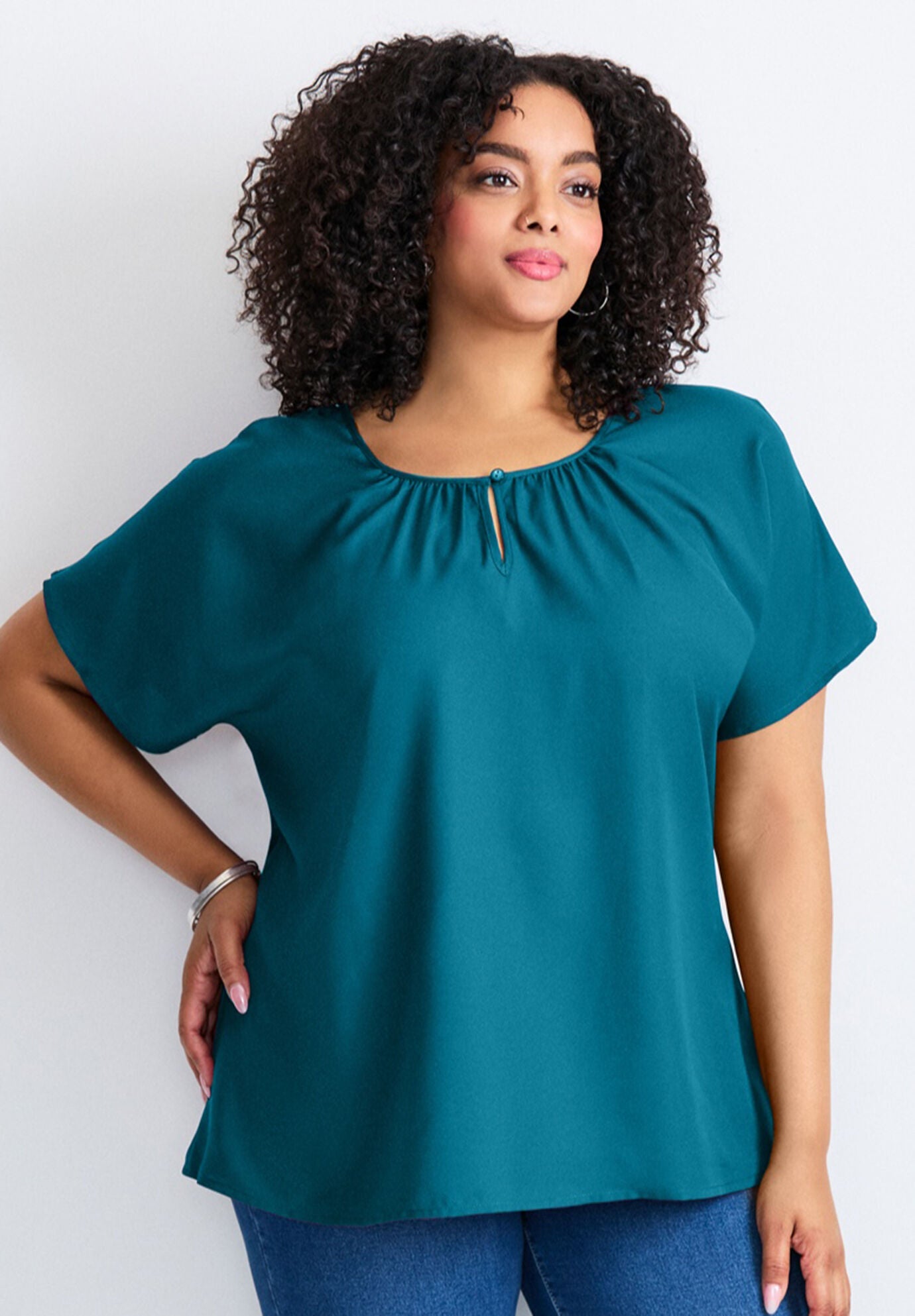 Keyhole Dolman Sleeve Blouse | OneStopPlus