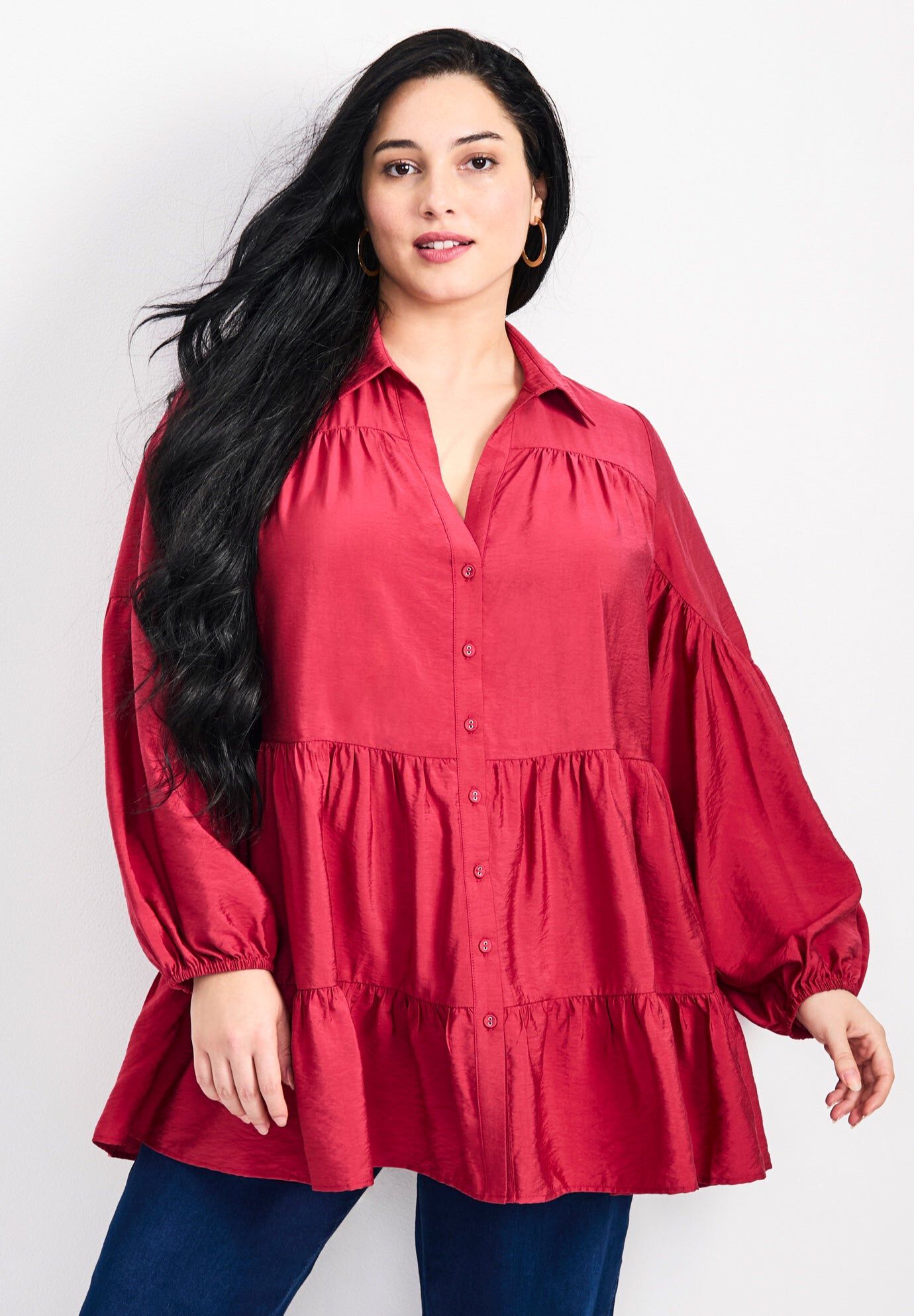 Amari Tiered Tunic Shirt | OneStopPlus
