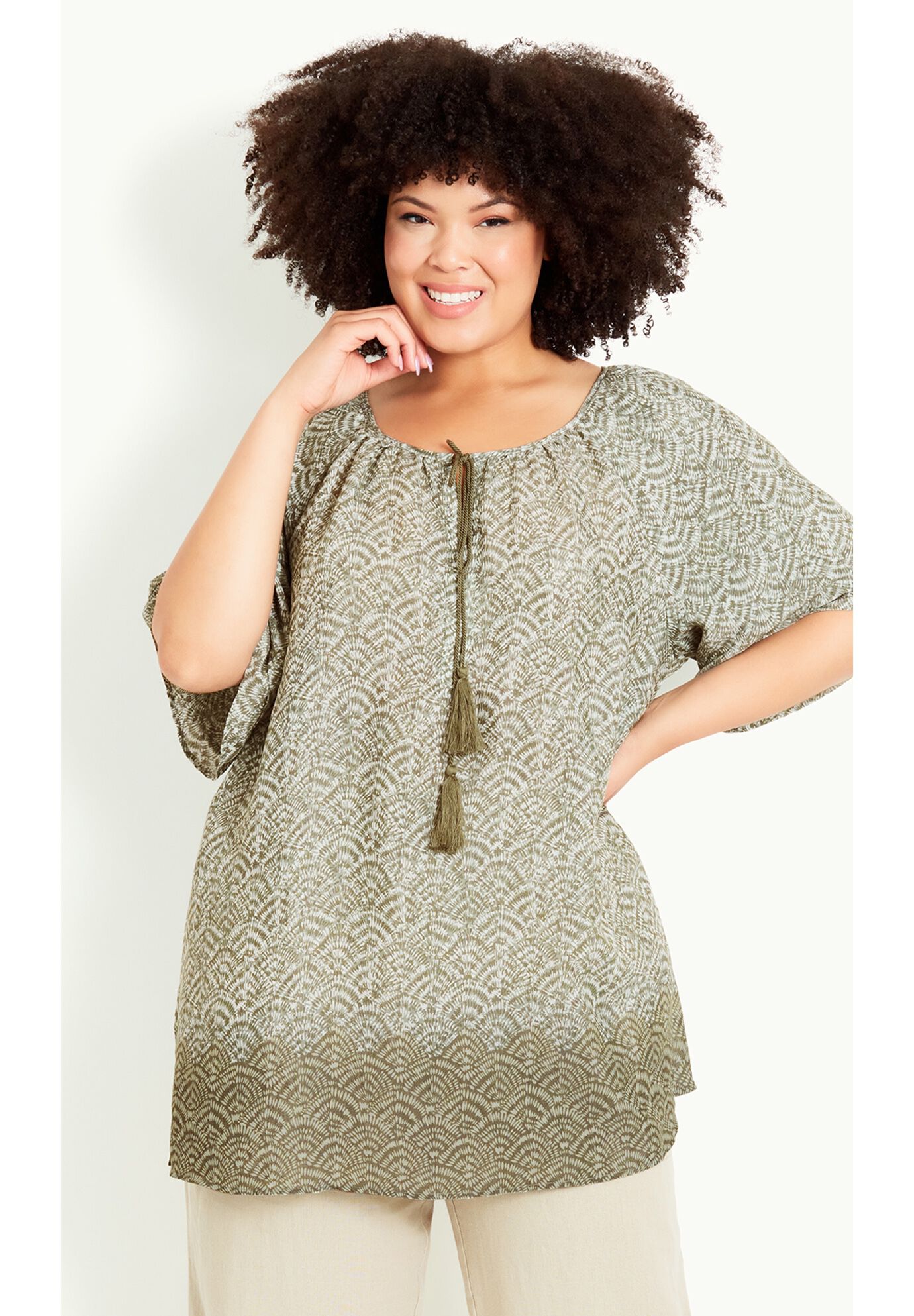 Medallion Border Peasant Top | OneStopPlus