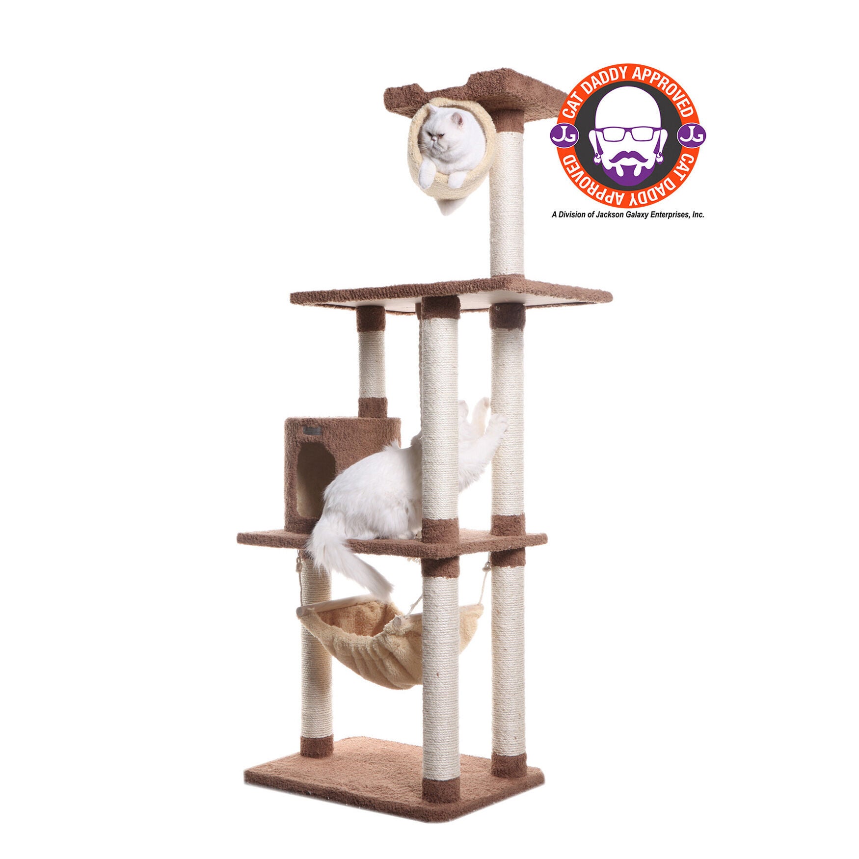 Real Wood 70" Cat Tree With Scratch Posts, Hammock | OneStopPlus