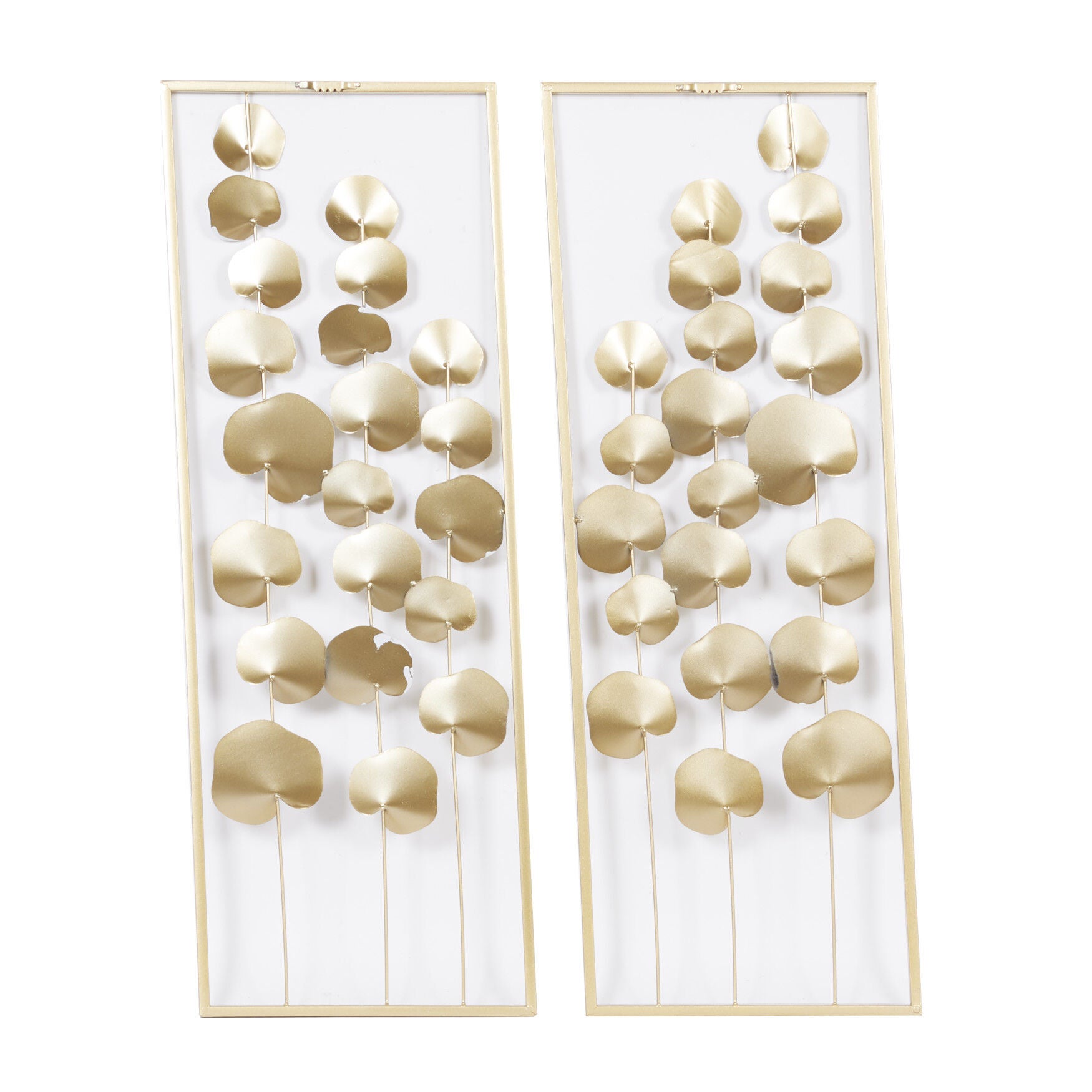 Set Of 2 Gold Metal Floral Wall Decor | OneStopPlus
