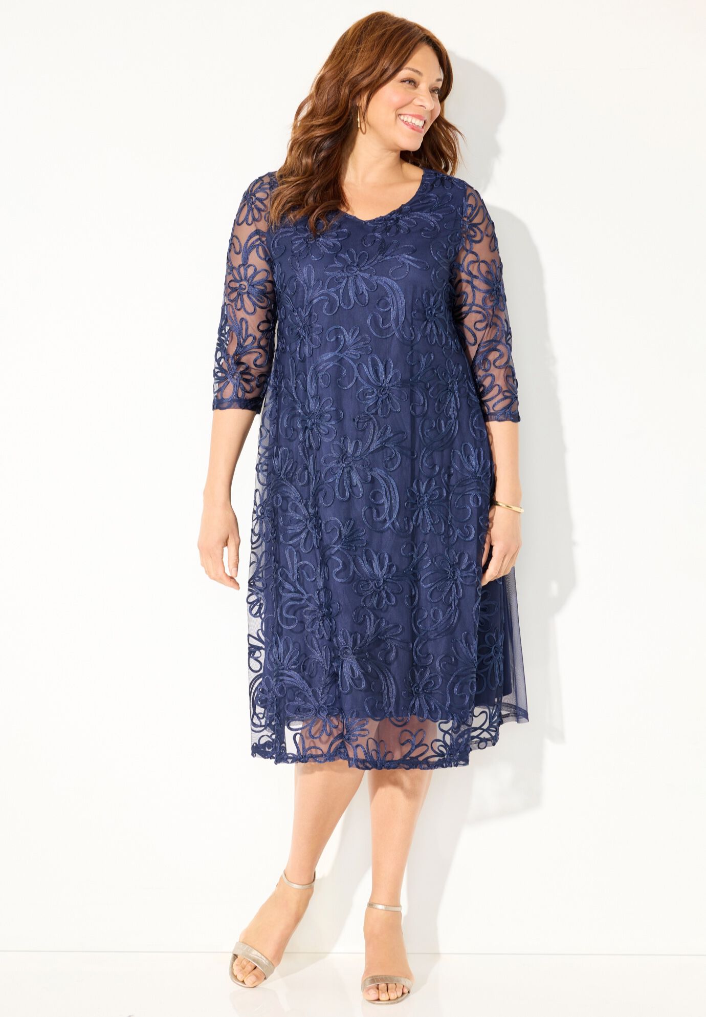 A-Line Embroidered Midi Dress | OneStopPlus