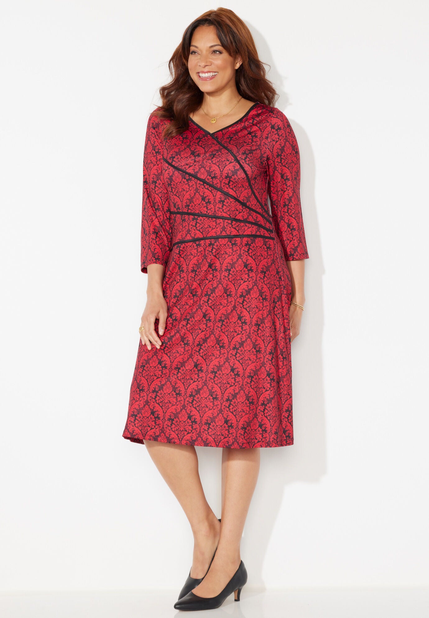 V-Neck Satin Contrast Dress | OneStopPlus