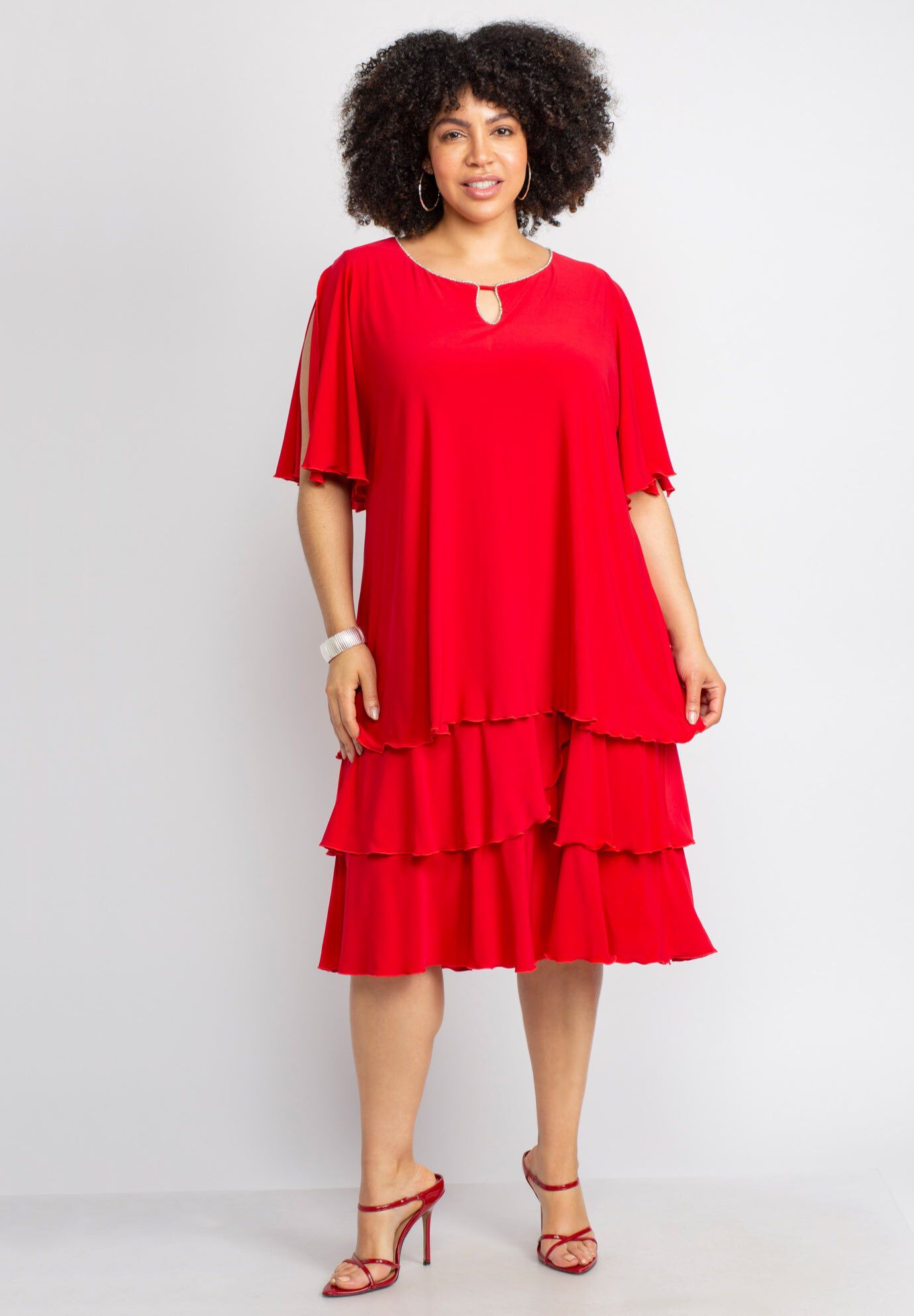 Embellished Keyhole Midi-Tier Dress | OneStopPlus