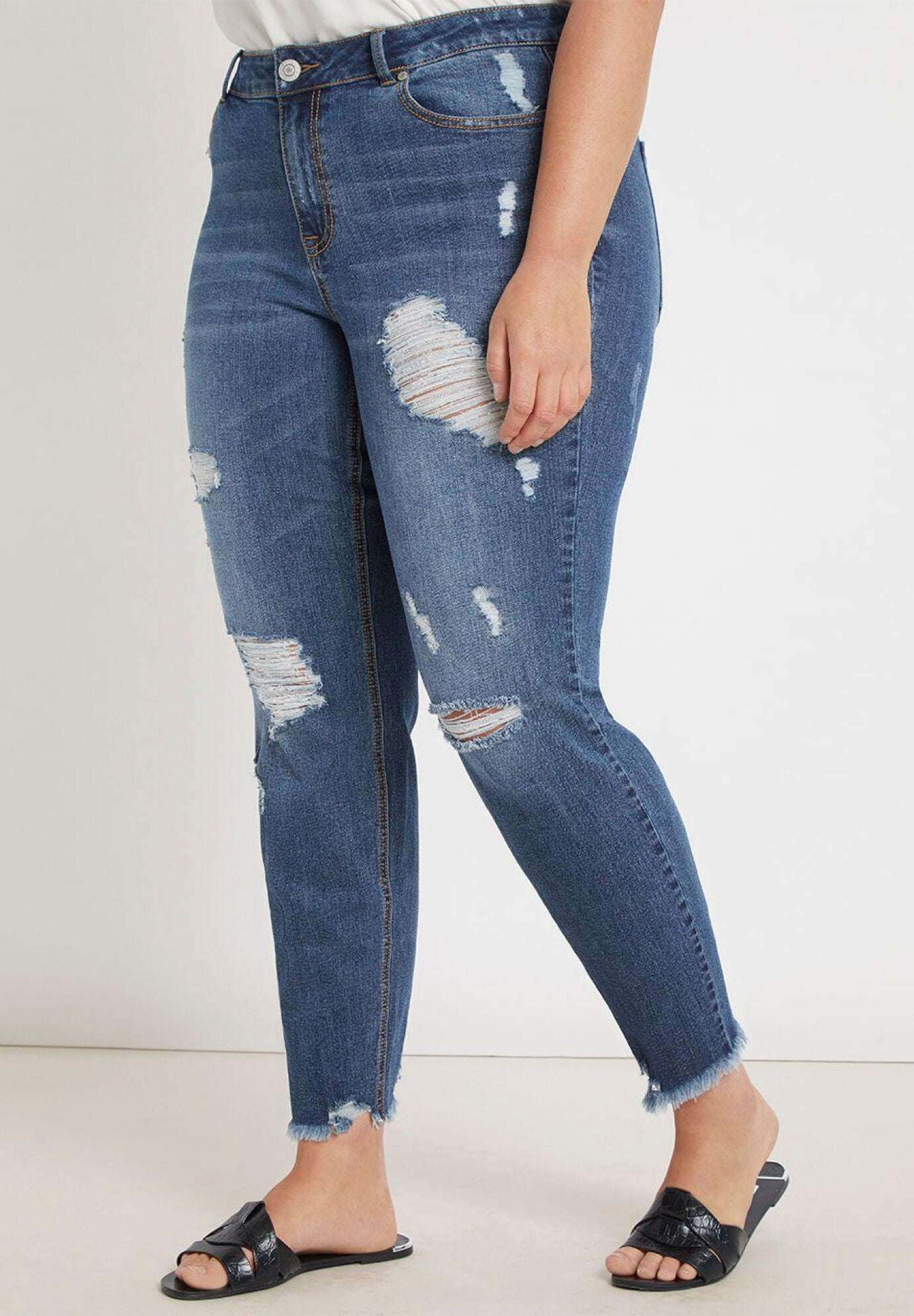 Classic Fit Distressed Boyfriend Jean | OneStopPlus