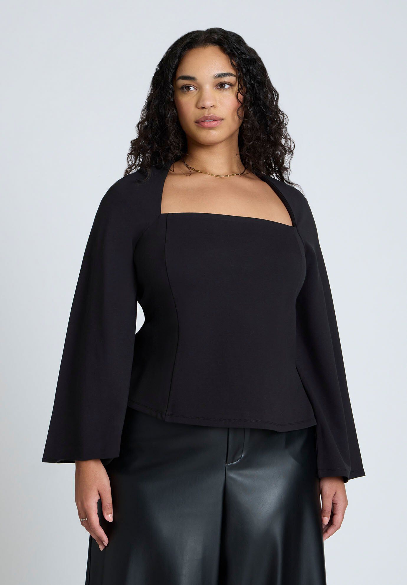 Square Neck Seam Detail Top | OneStopPlus