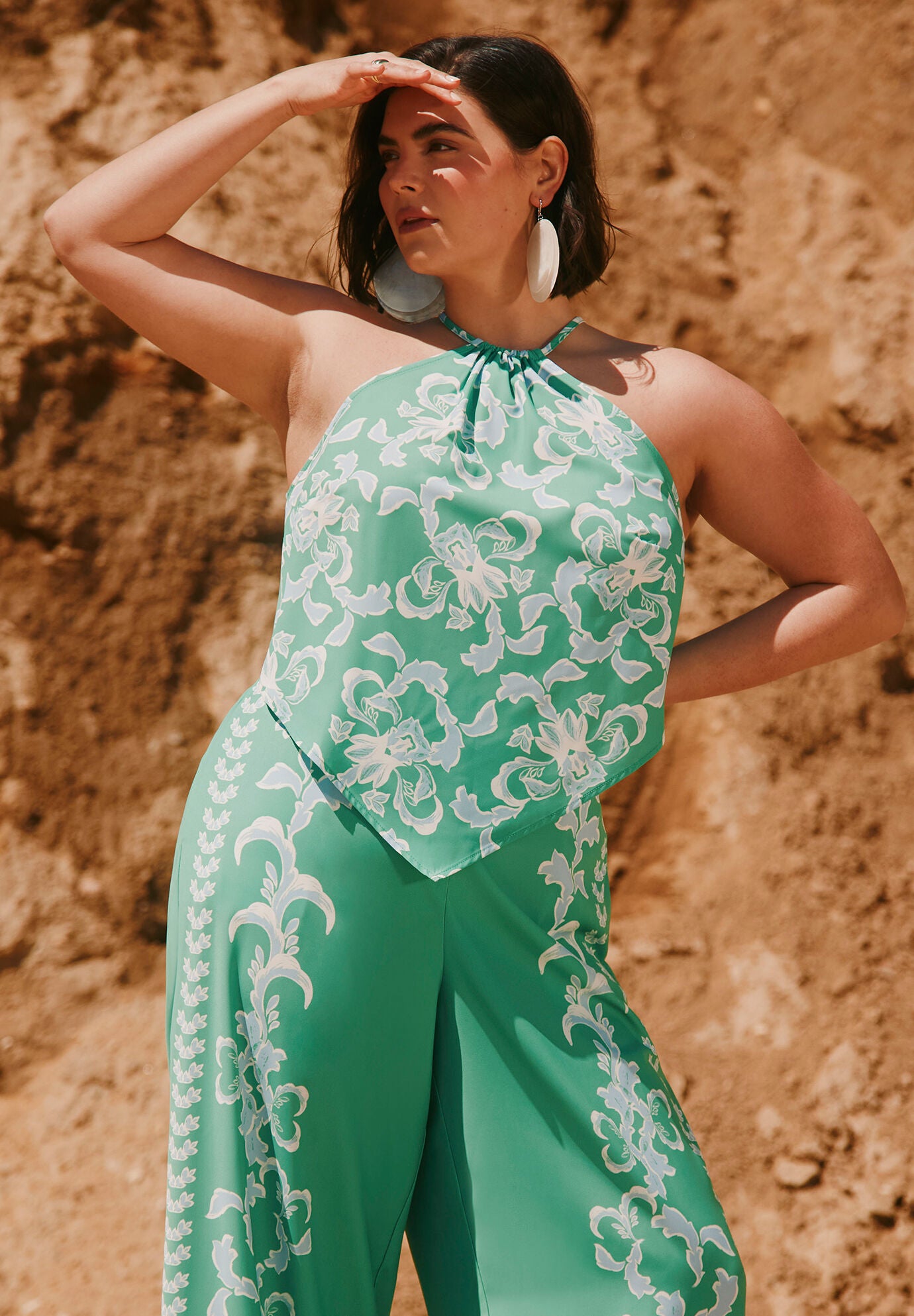 Printed Scarf Halter Top | OneStopPlus