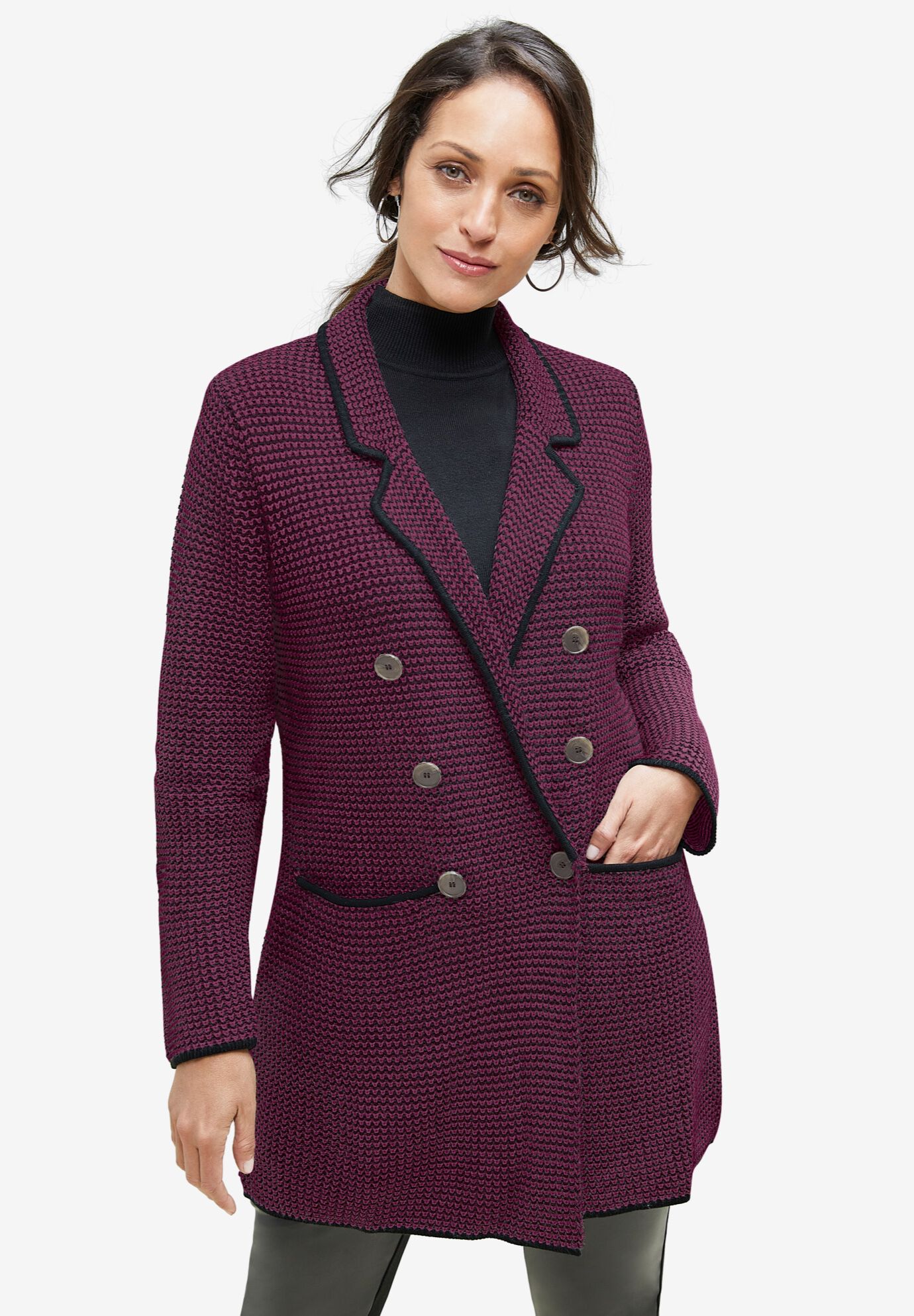 Double-Breasted Sweater Blazer | OneStopPlus