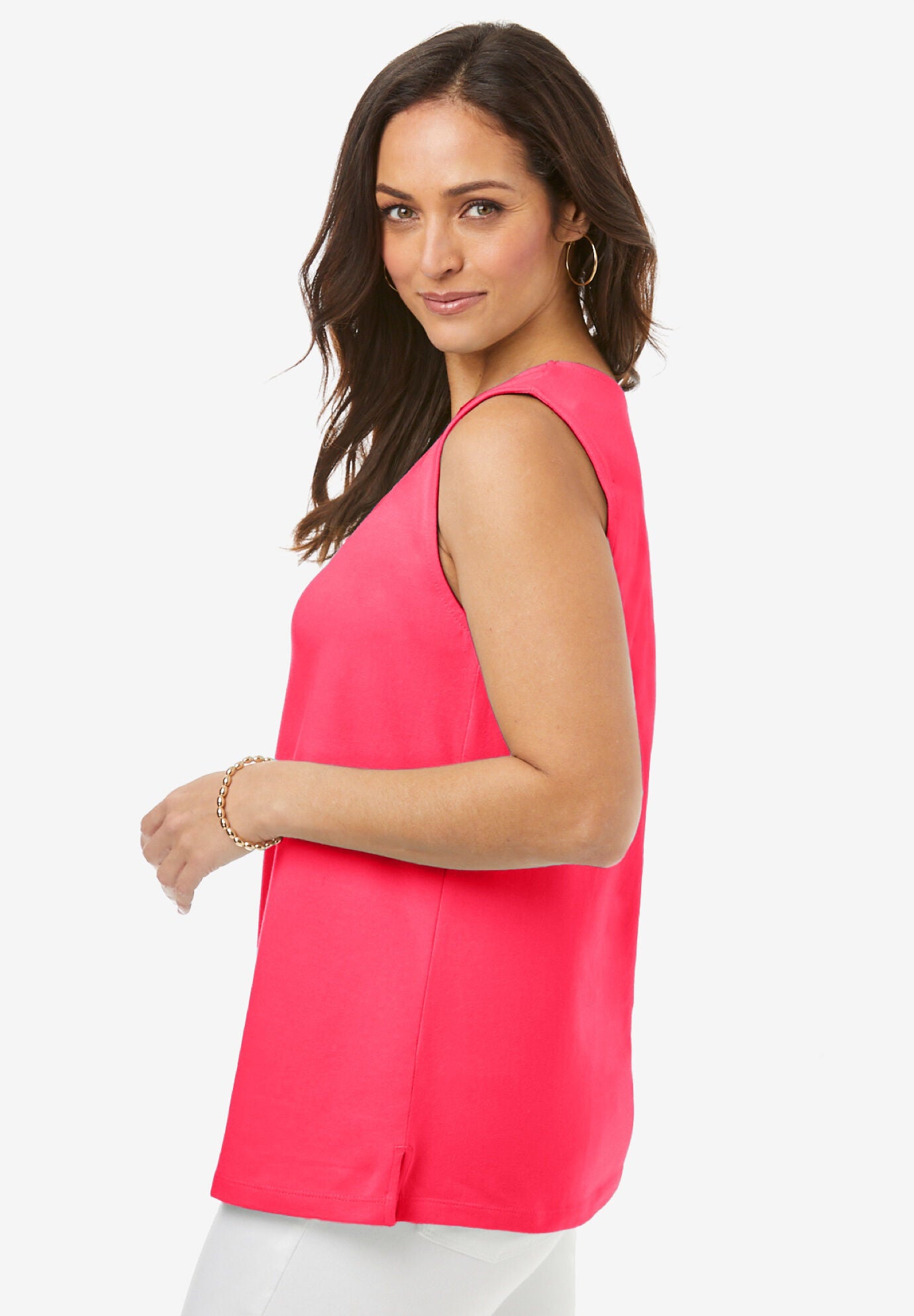 Stretch Cotton Square Neck Tank | OneStopPlus