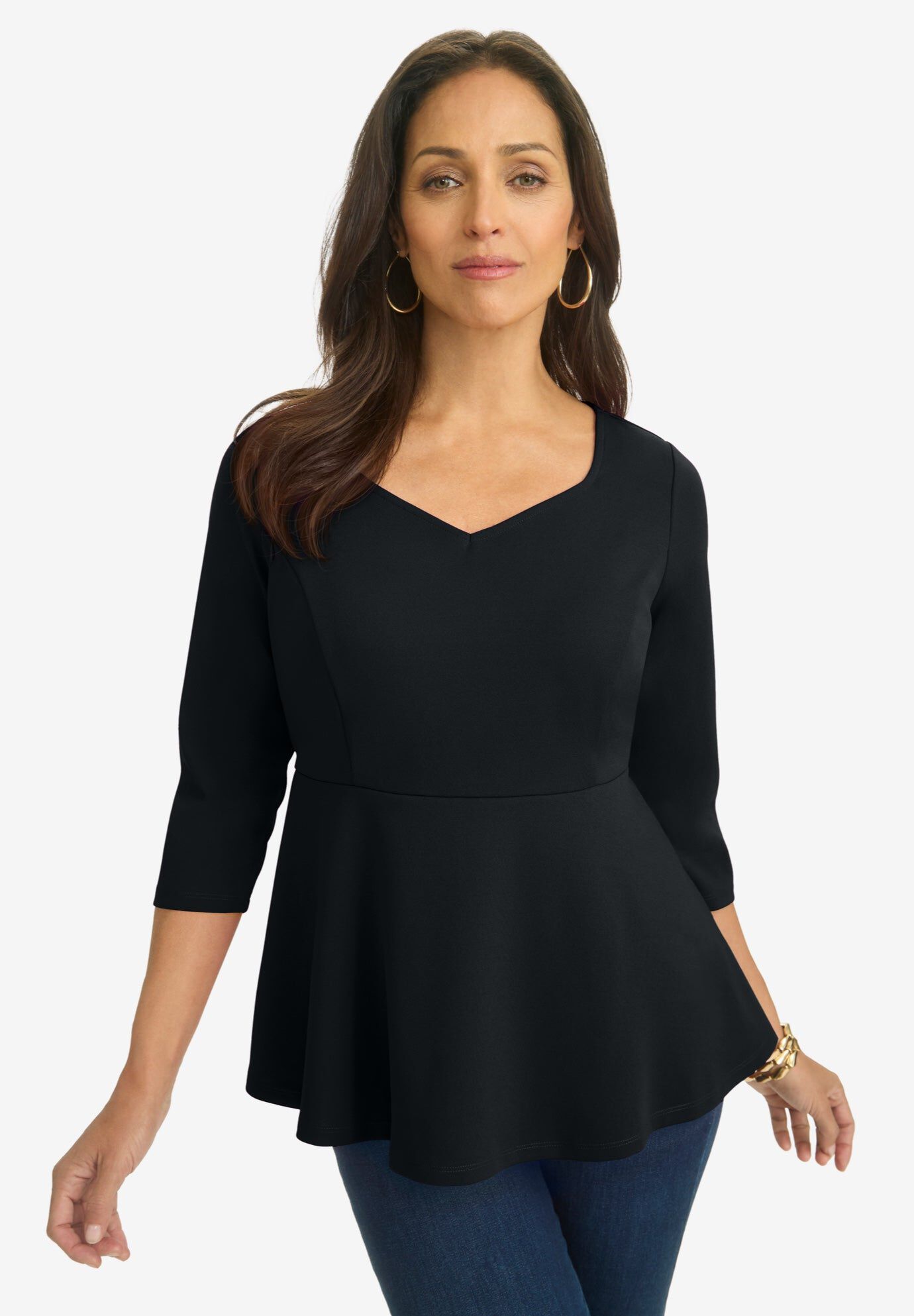 Knit Crepe Sweetheart Neck Top | OneStopPlus
