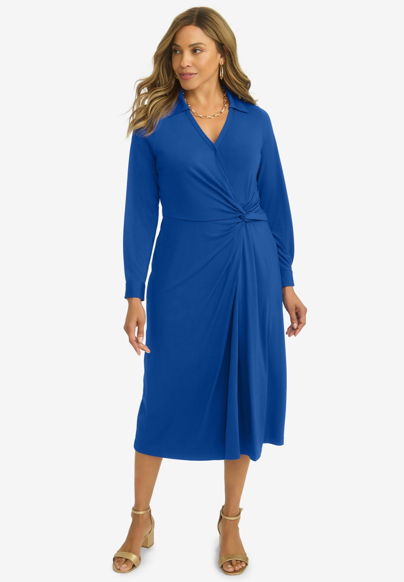 Side Knot Midi Wrap Dress | OneStopPlus
