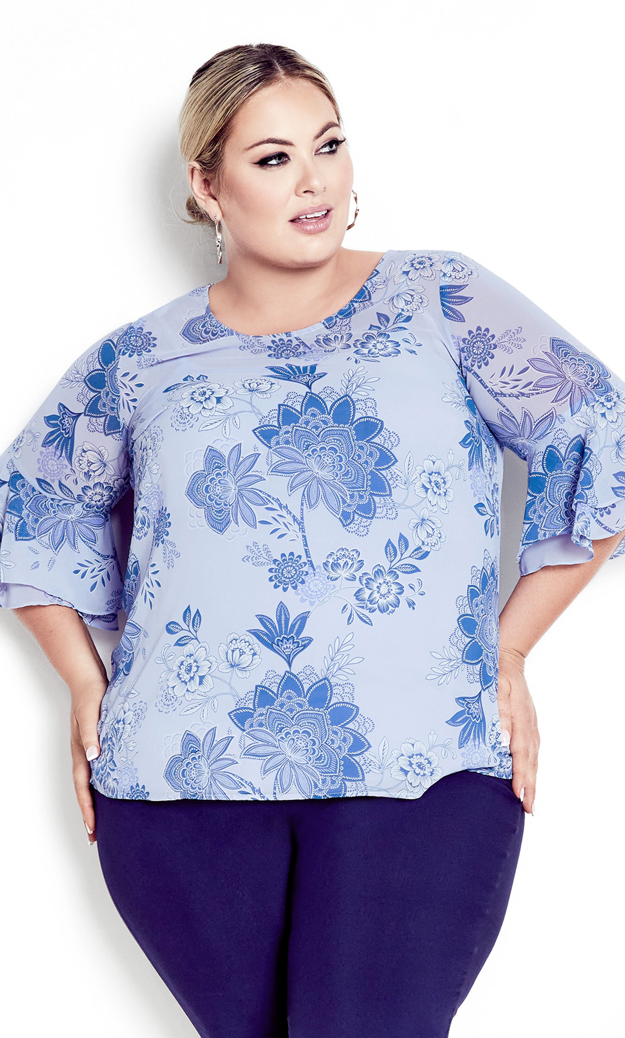 Alex Double Flutter Top - blue | OneStopPlus