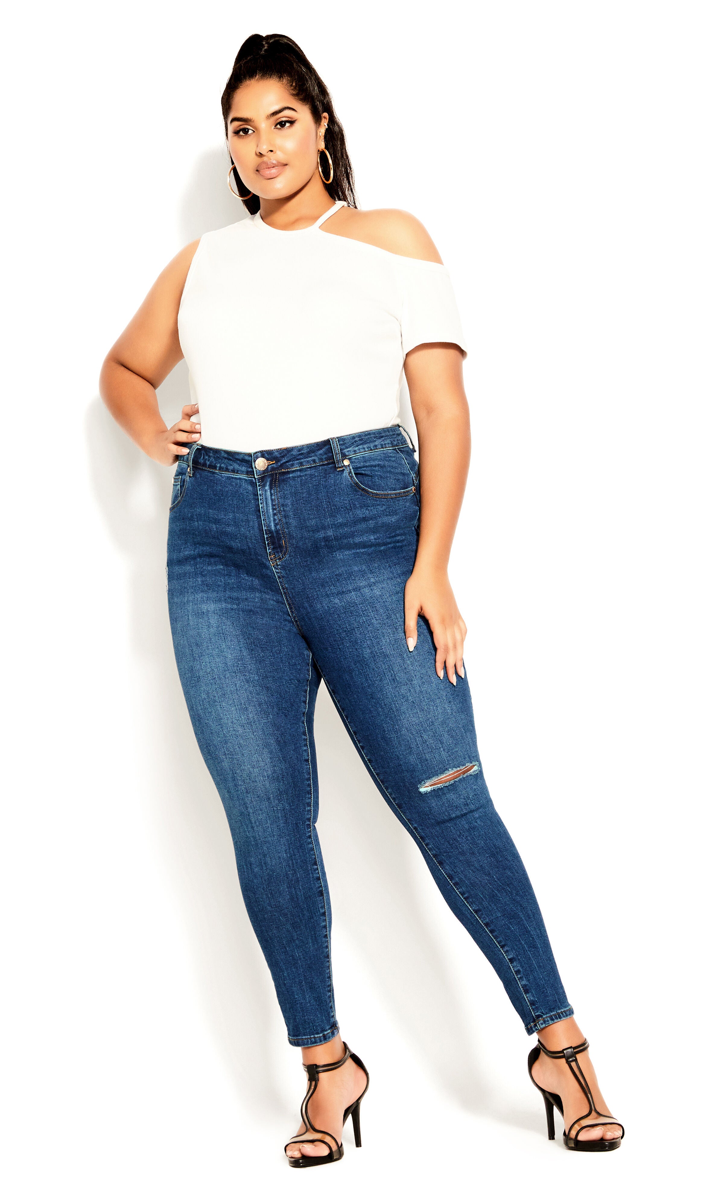Asha Spirit Crop Jean - mid denim | OneStopPlus