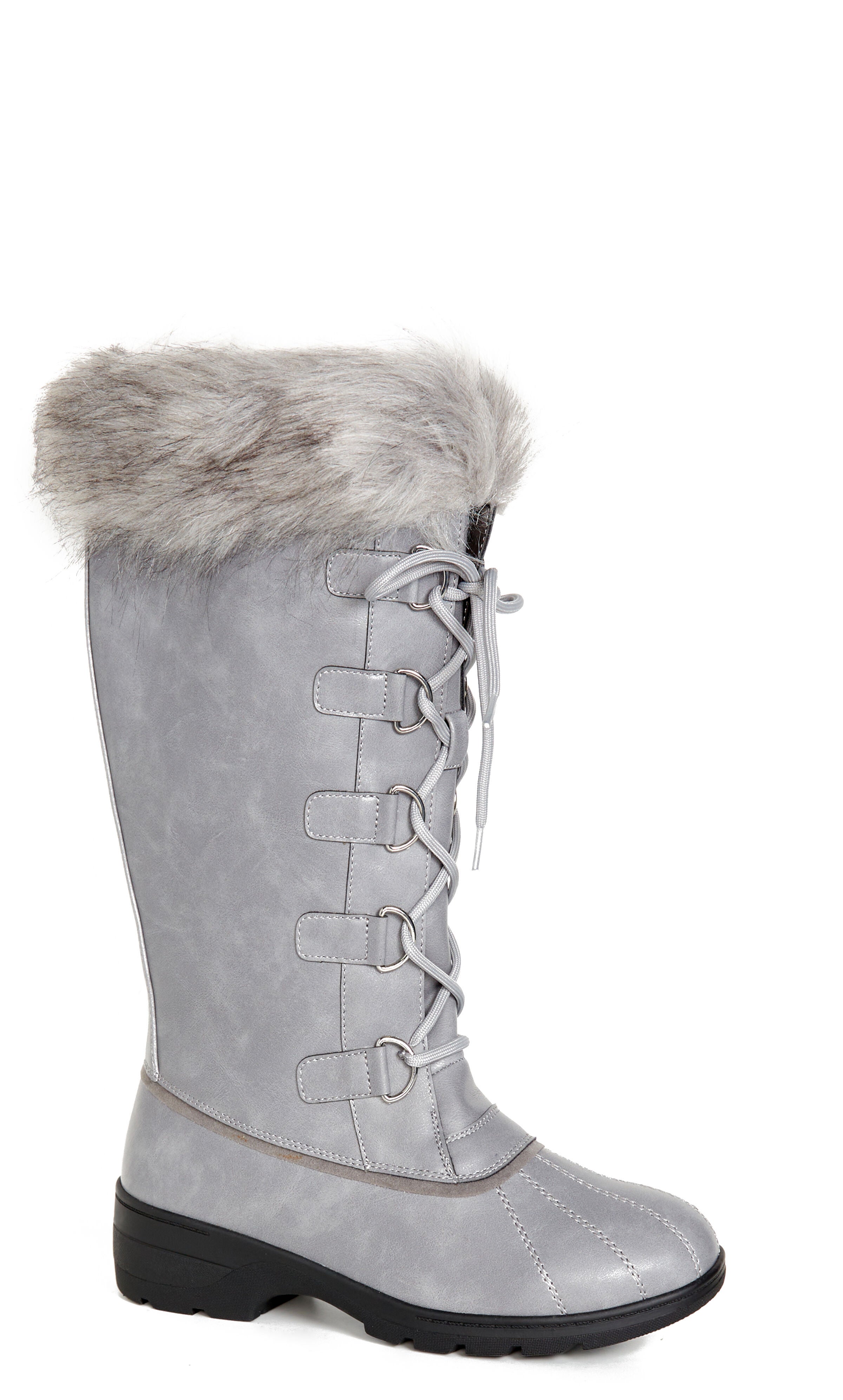WIDE FIT Yvette Cold Weather Boot - grey | OneStopPlus