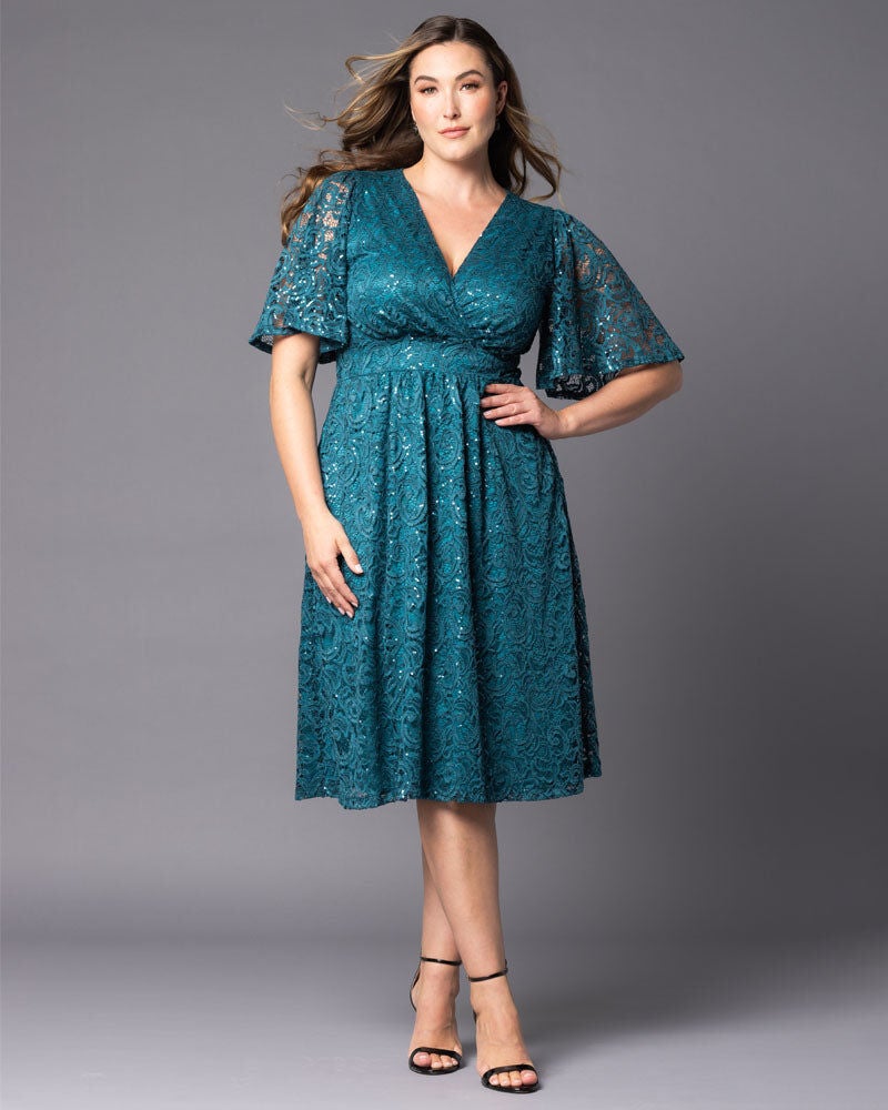 Starry Sequined Lace Cocktail Dress | OneStopPlus