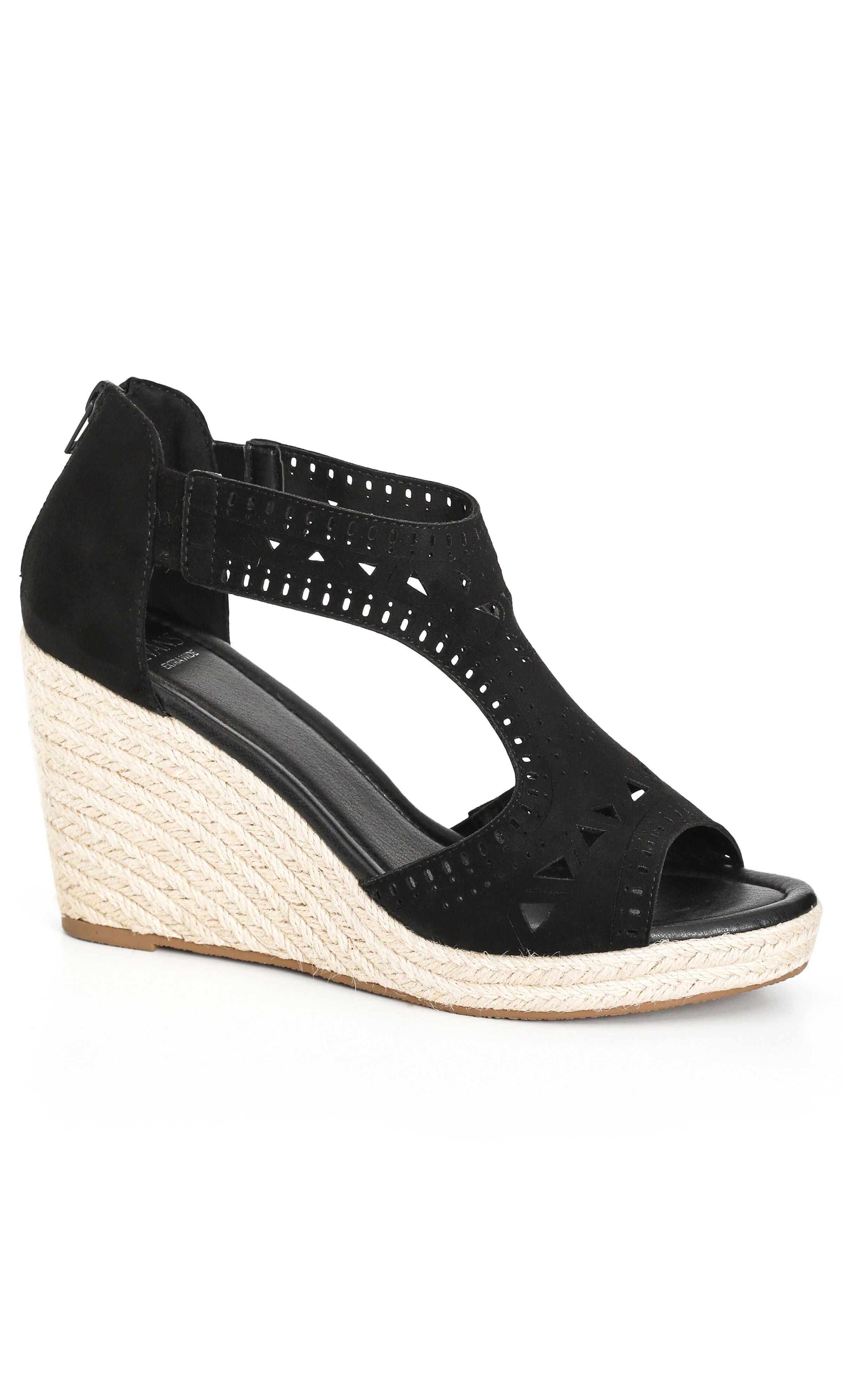 WIDE FIT Honey Wedge - black | OneStopPlus