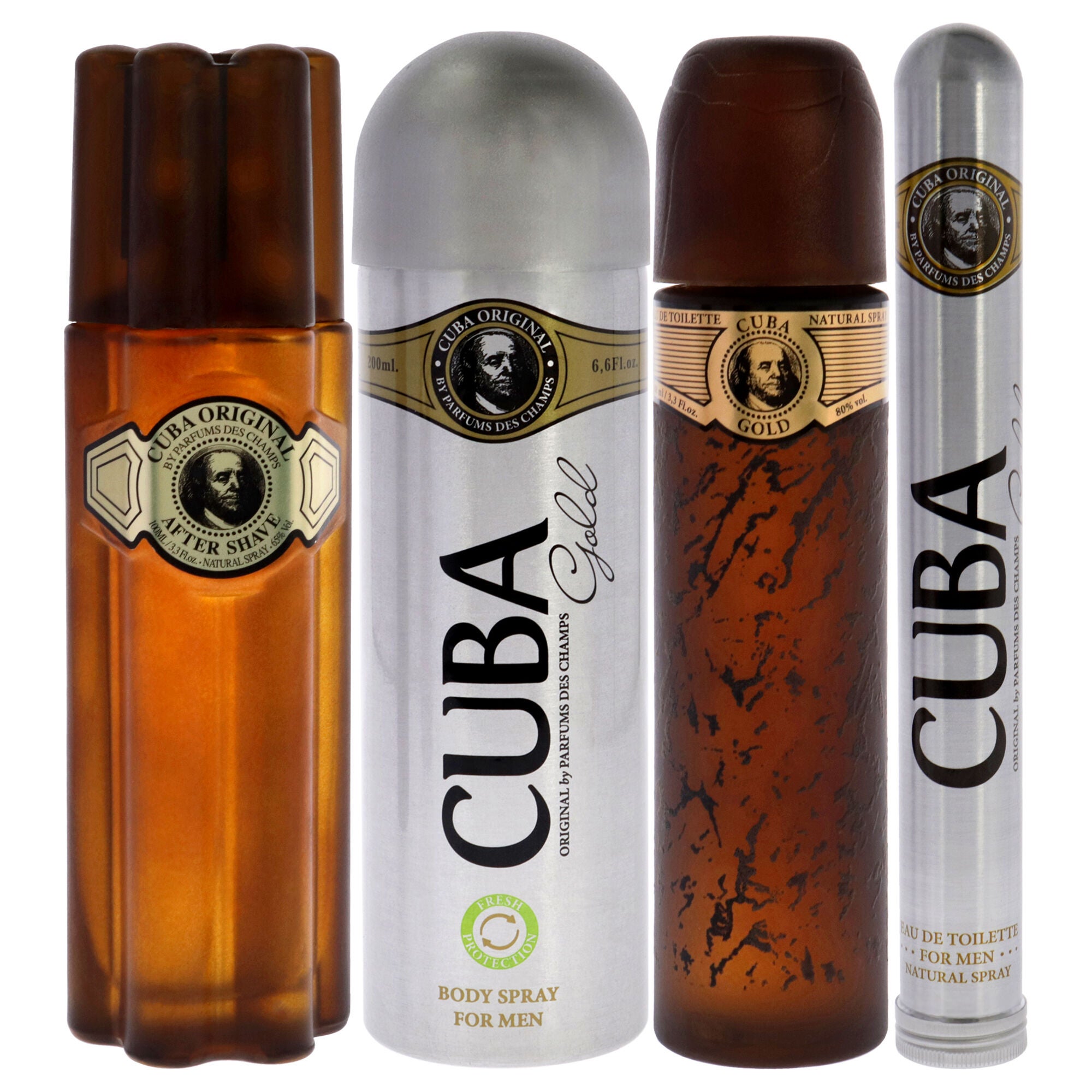 Cuba Gold by Cuba for Men - 4 Pc Gift Set 3.3oz EDT Spray, 1.17oz EDT ...