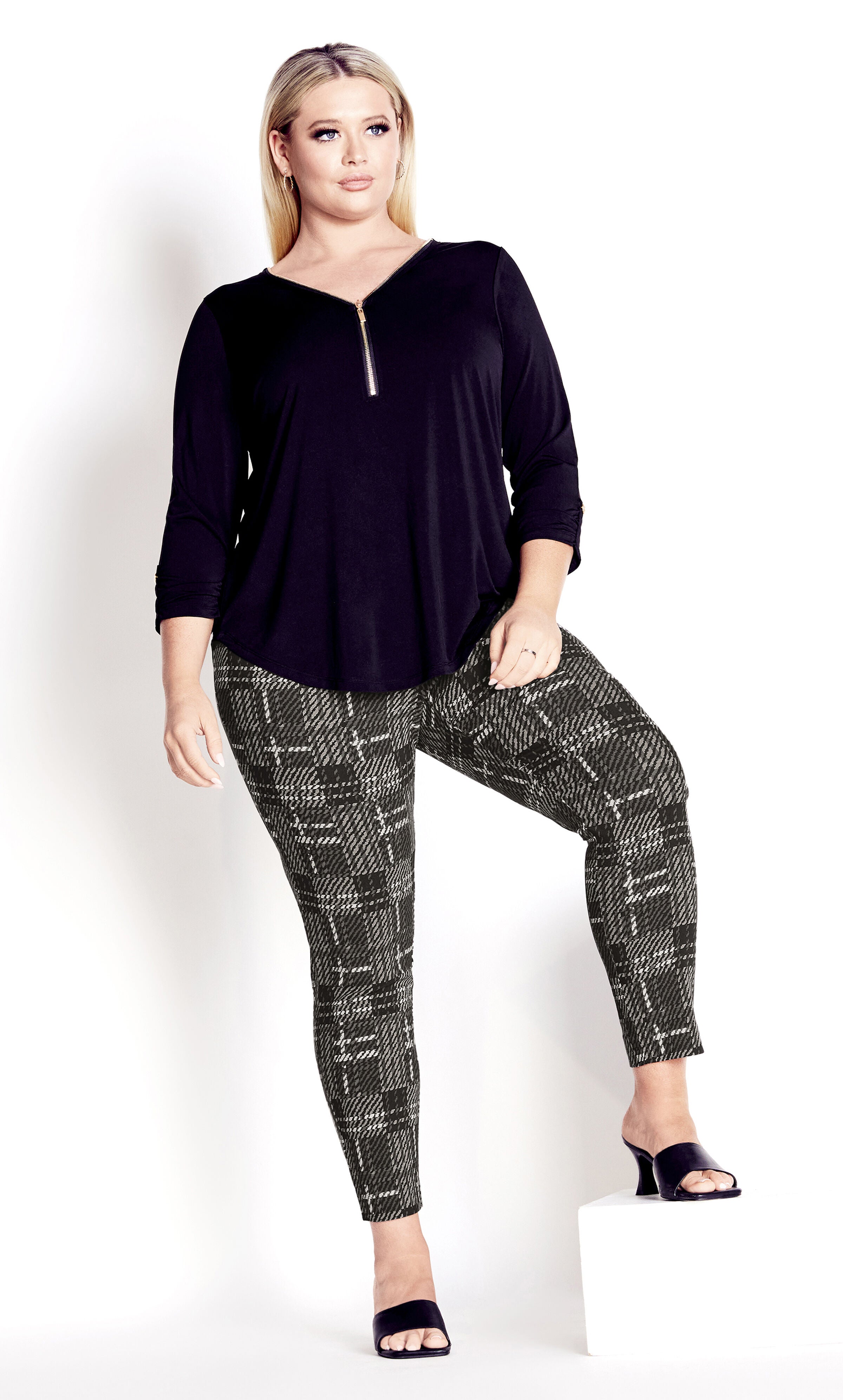 Jemma Check Pant - charcoal | OneStopPlus