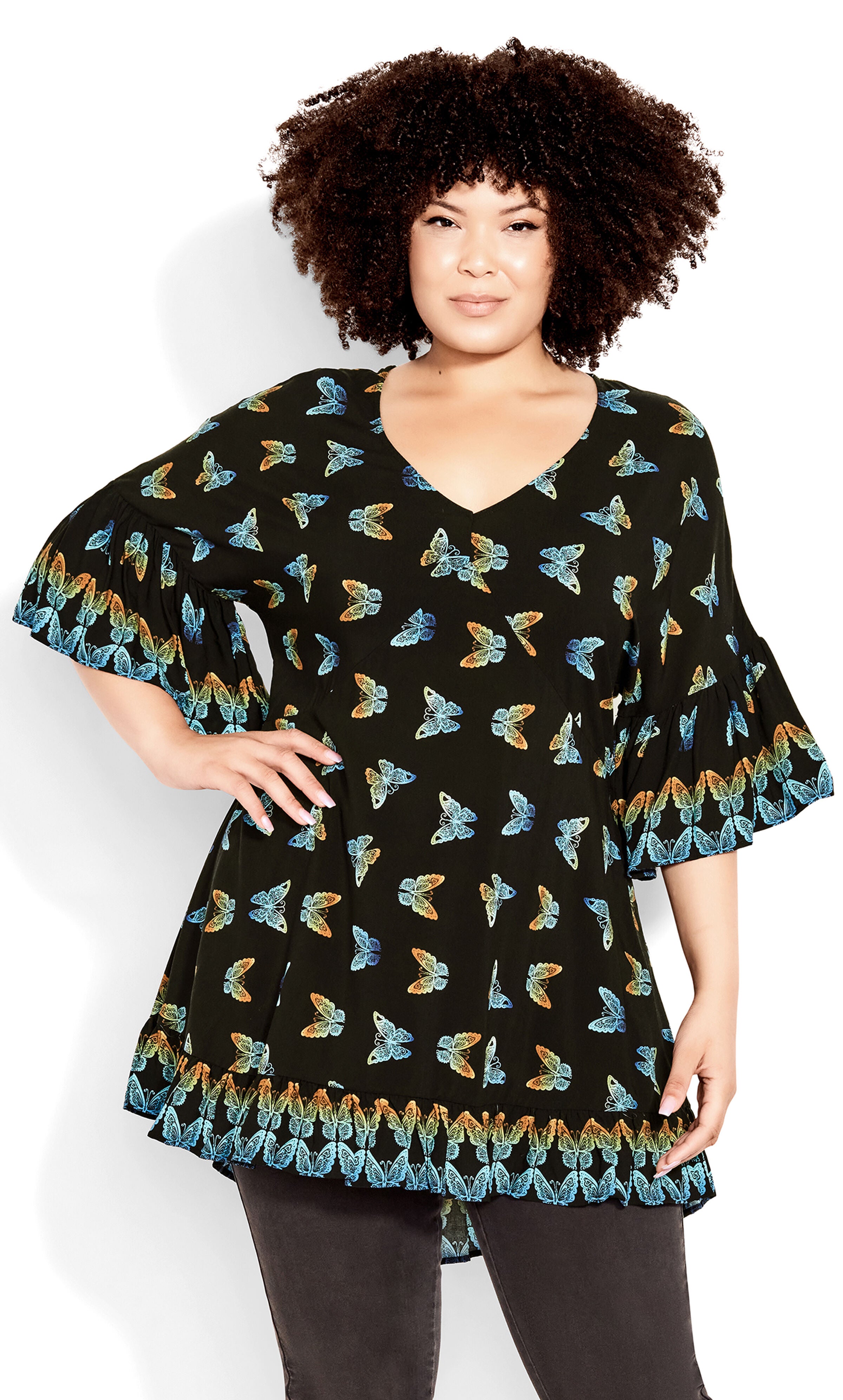 Harp Border Tunic - teal | OneStopPlus