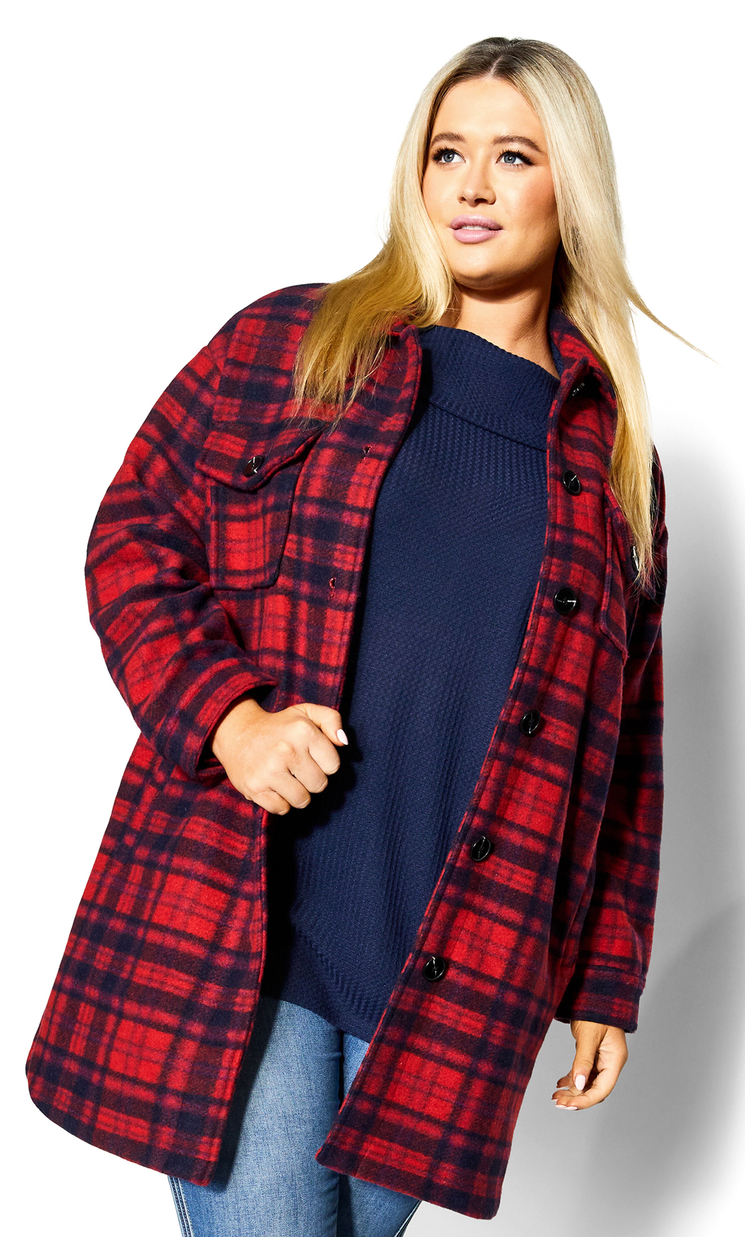 Check Shacket - red check | OneStopPlus