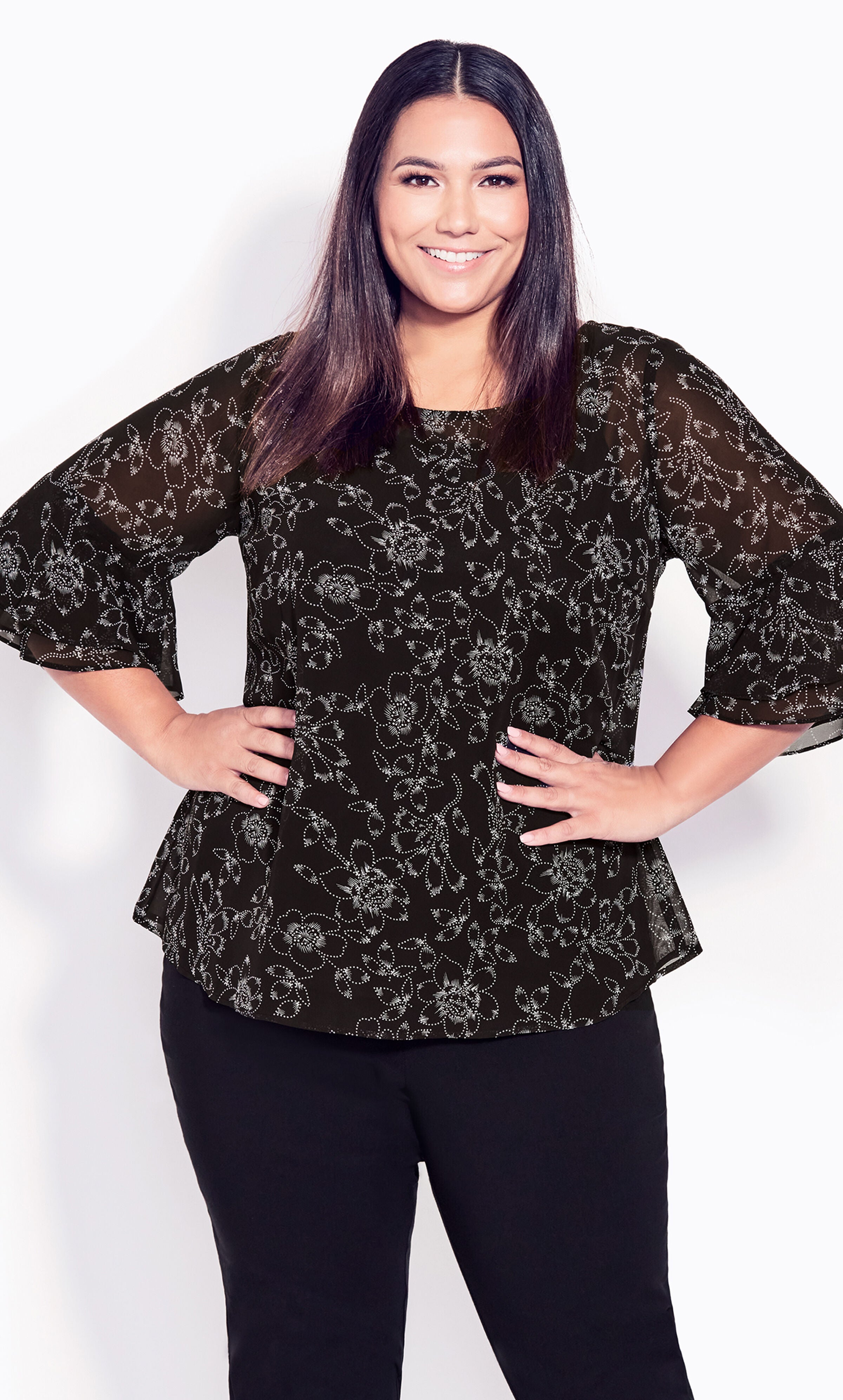 Alex Double Flutter Top - black | OneStopPlus