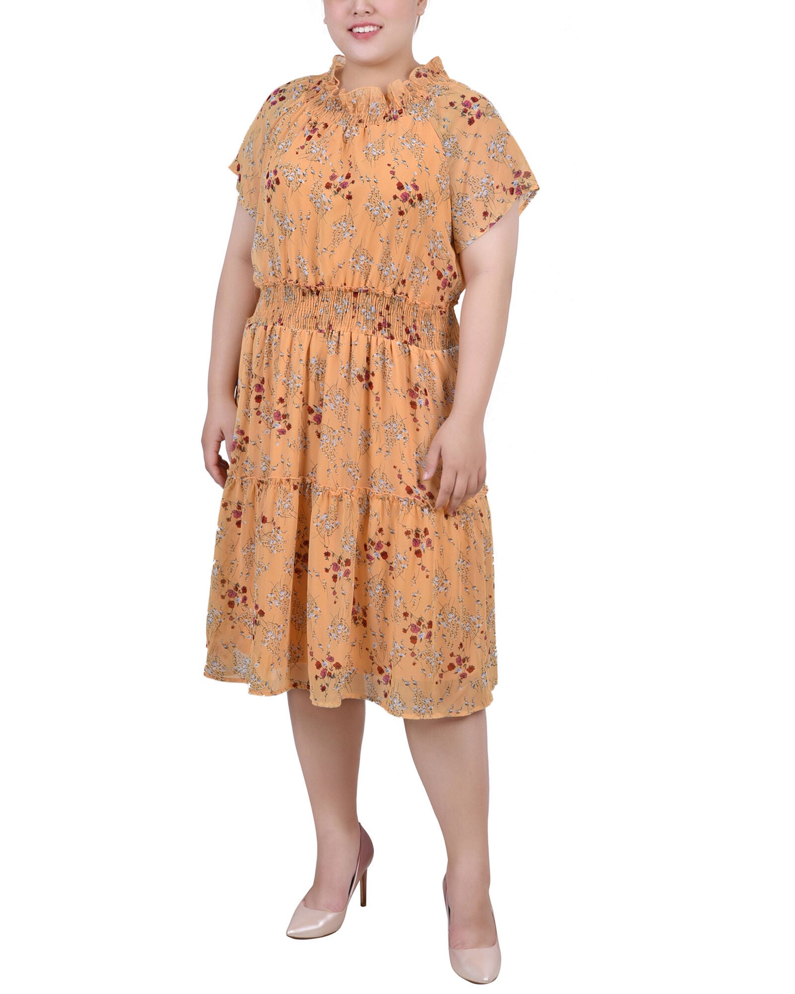 Short Sleeve Smocked Waist Dress | OneStopPlus