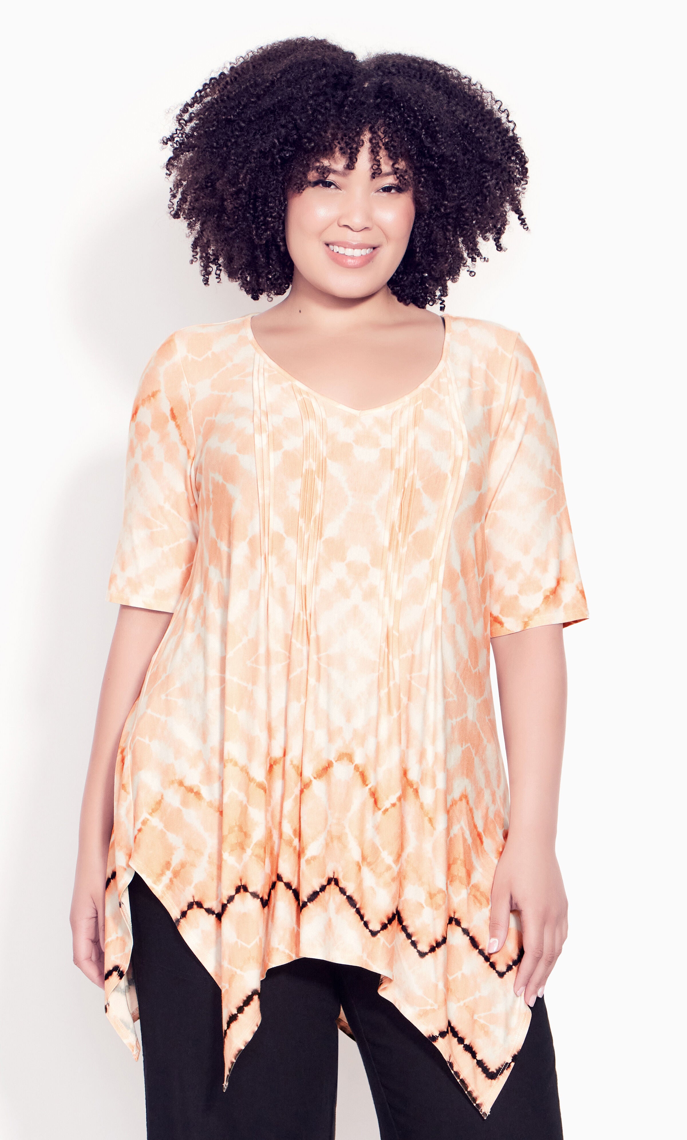 Cyrus Pintuck Border Top - light apricot | OneStopPlus