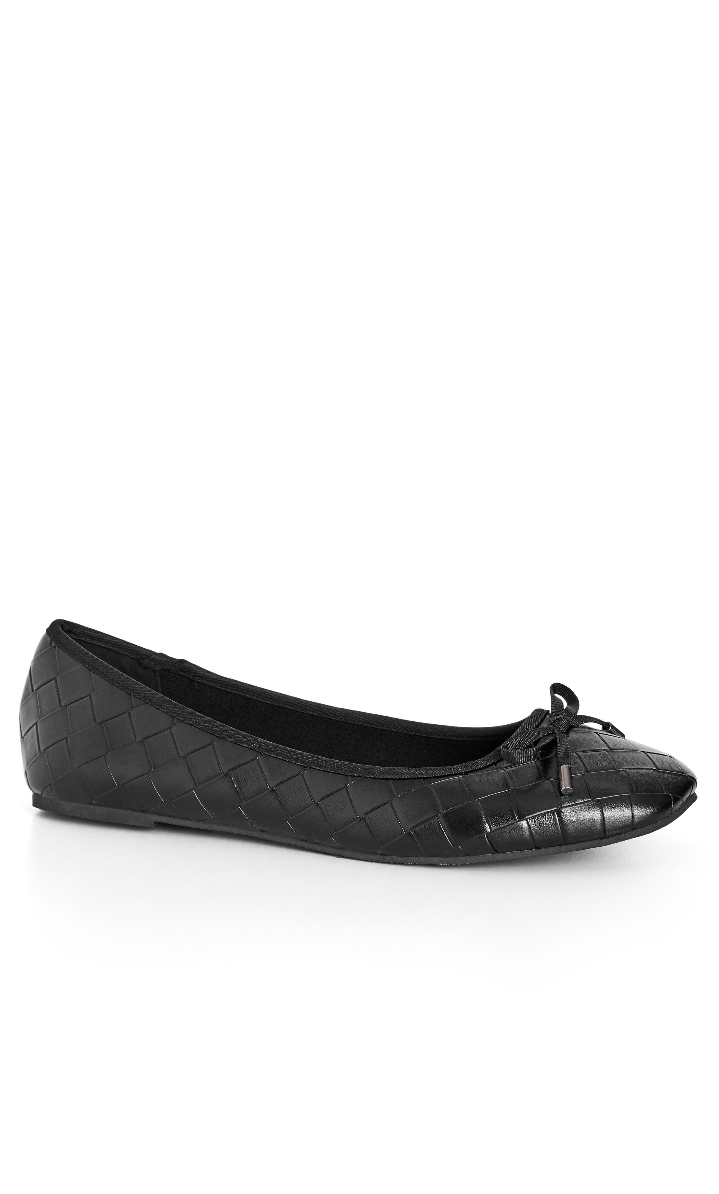 WIDE FIT Weave Ballet Flat - black | OneStopPlus
