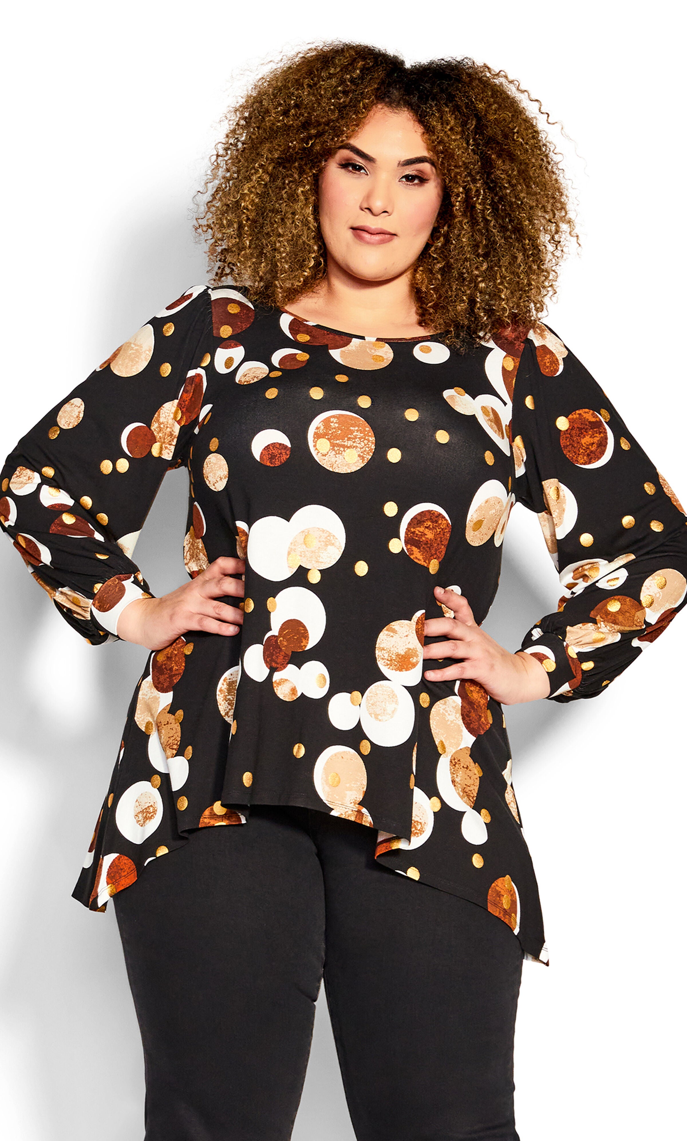 Noelle Foil Tunic - cinnamon foil spot | OneStopPlus