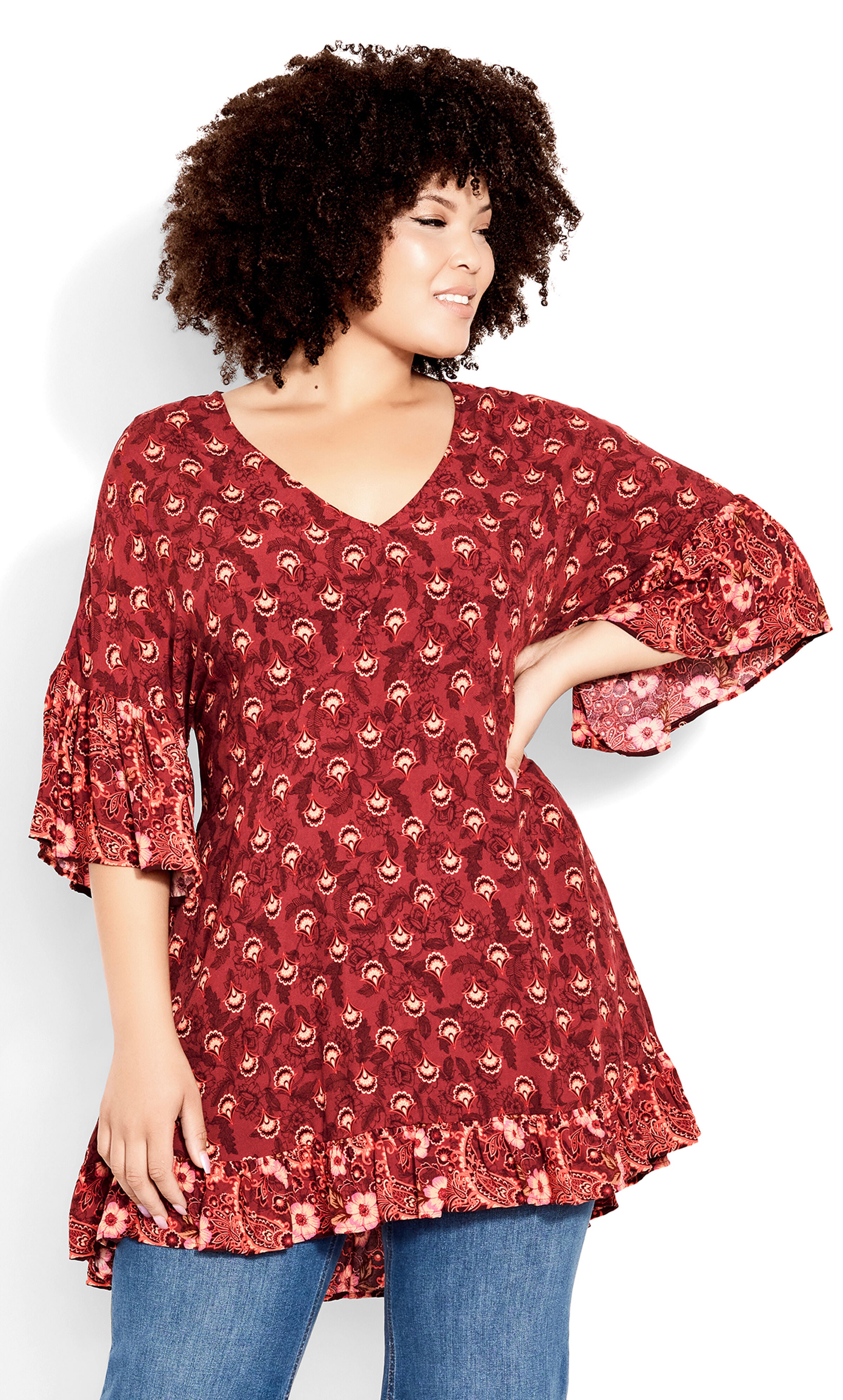 Harp Border Tunic - red | OneStopPlus