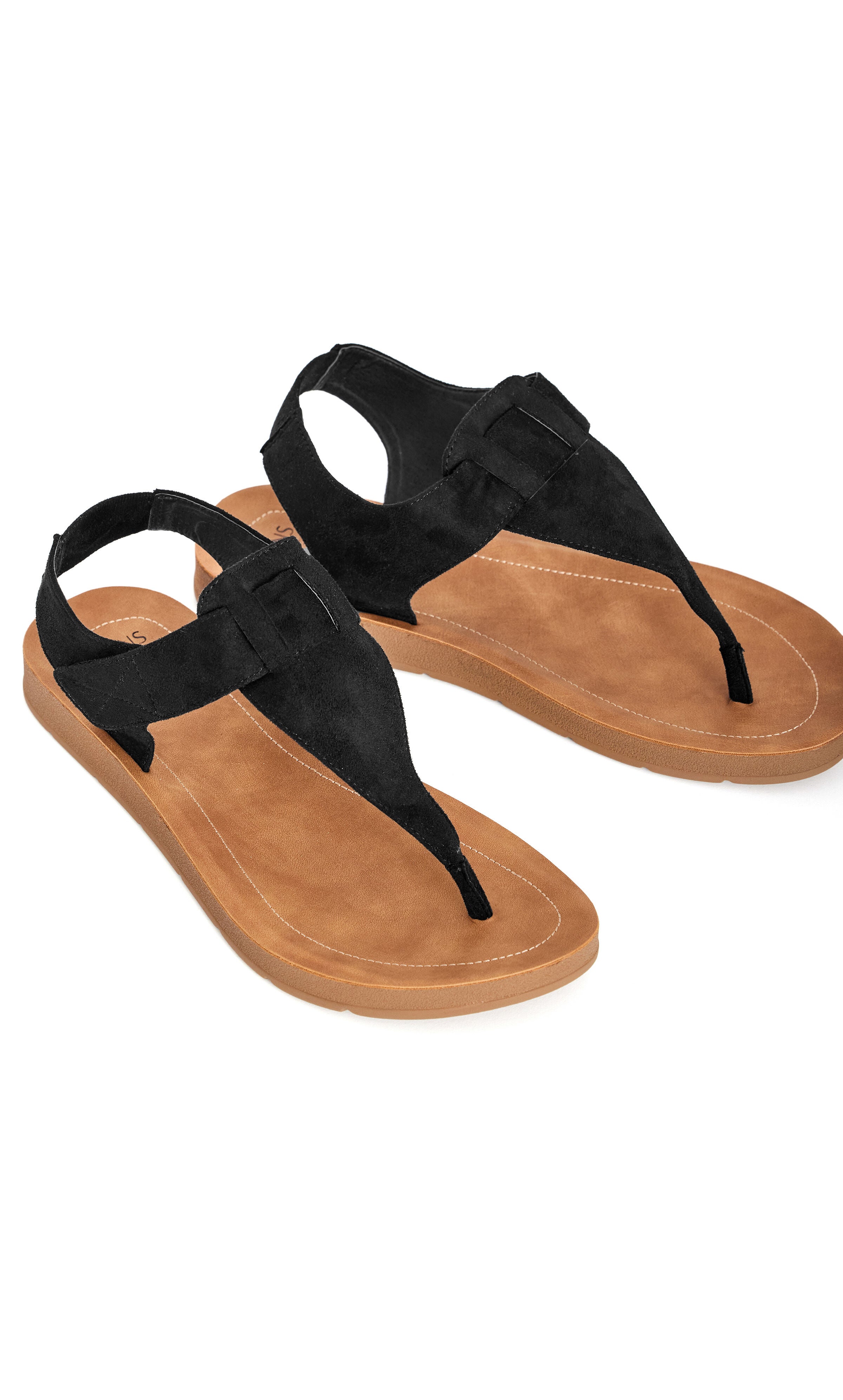 WIDE FIT Sporty Toe Post Sandal - black | OneStopPlus