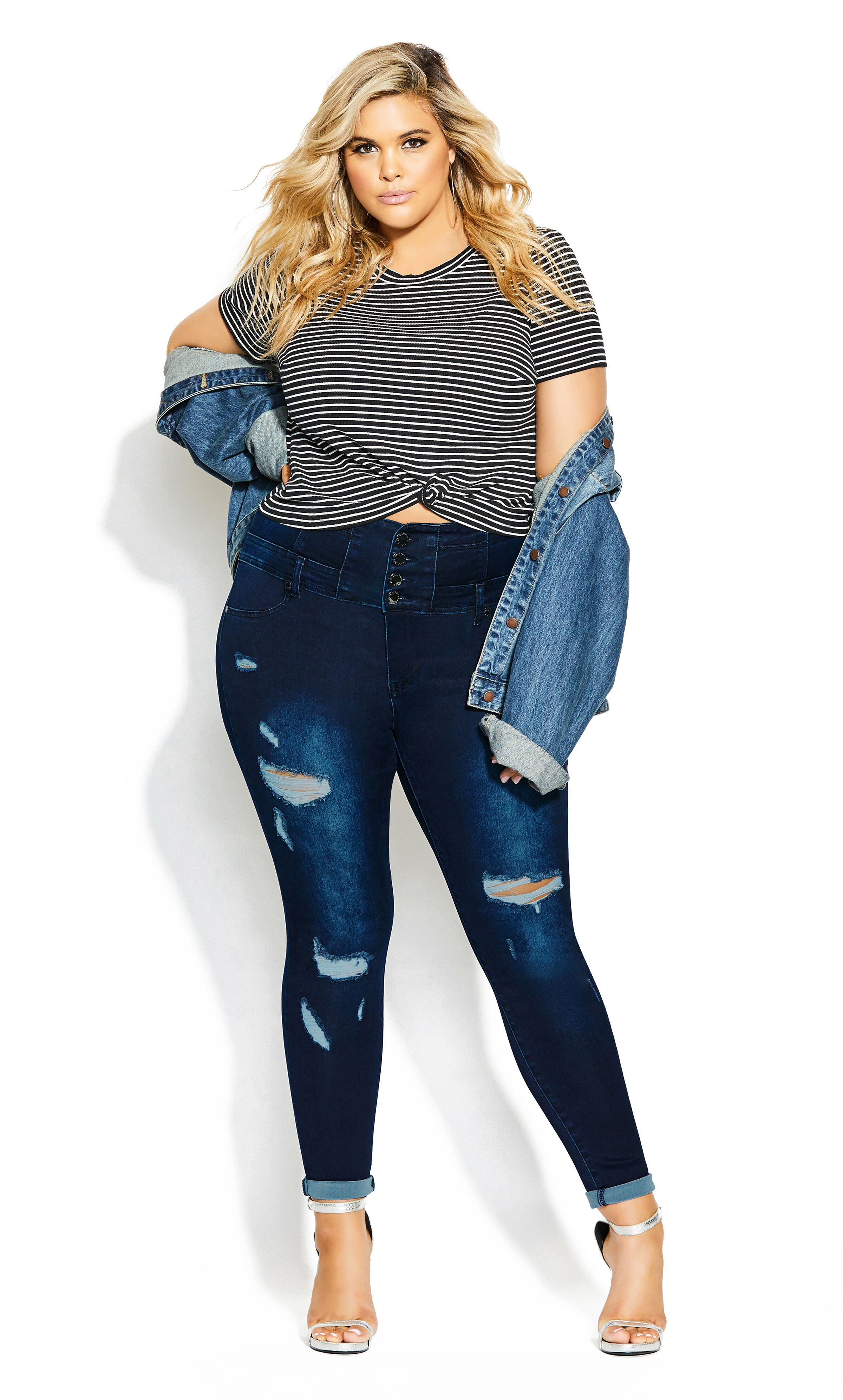 Asha Rip Corset Jean - dark denim | OneStopPlus