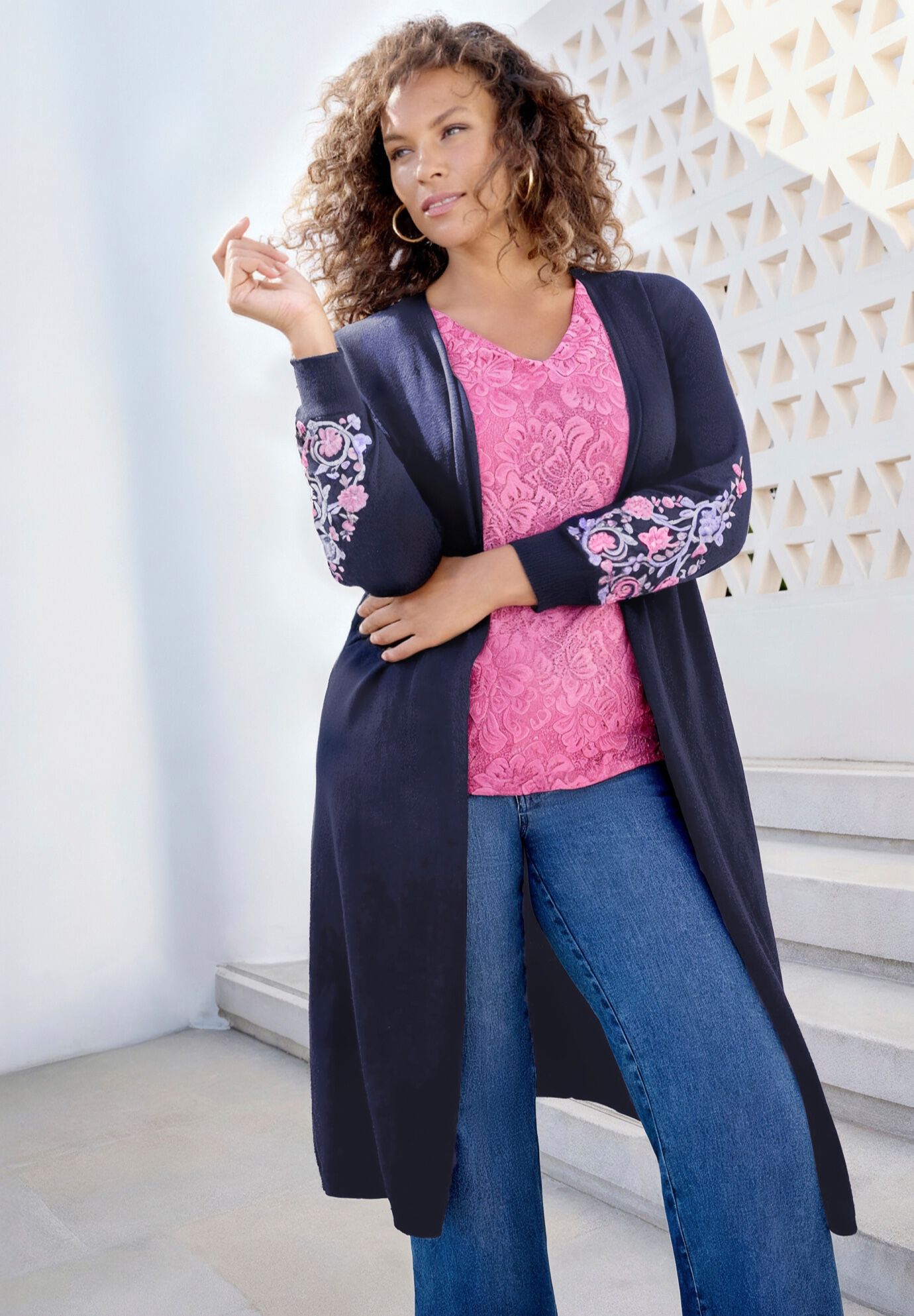 Embroidered Duster Cardigan | OneStopPlus