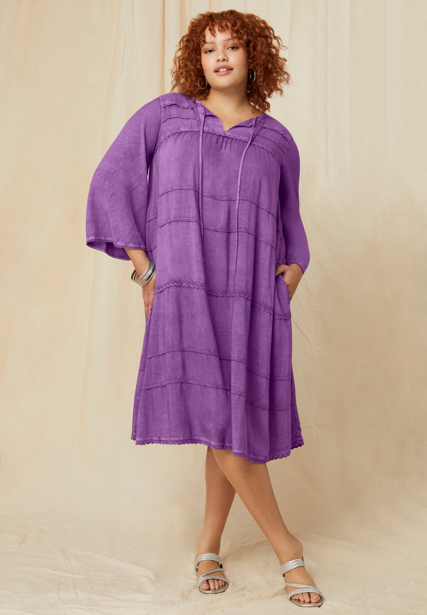 Acid Wash Peasant Dress | OneStopPlus