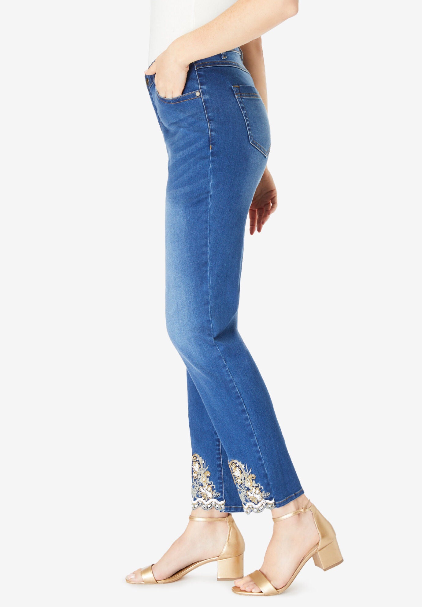 Embellished Straight-Leg Ankle-Length Jean | OneStopPlus