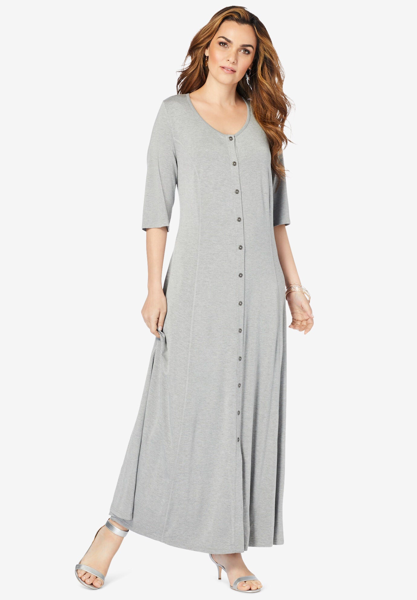 Button Front Maxi Dress | OneStopPlus