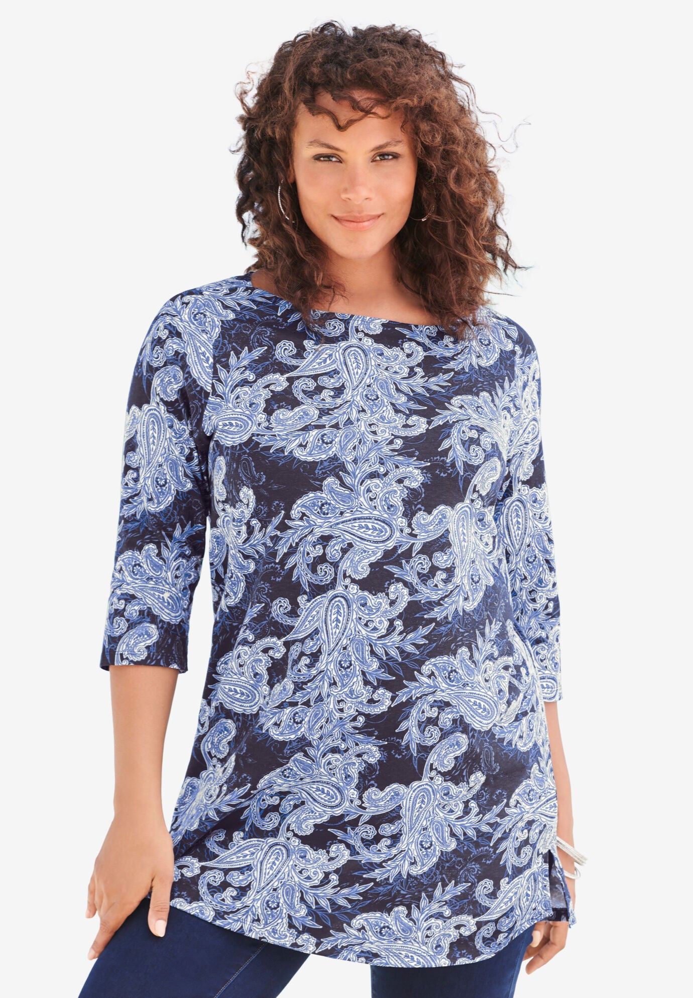 Boatneck Ultimate Tunic with Side Slits | OneStopPlus