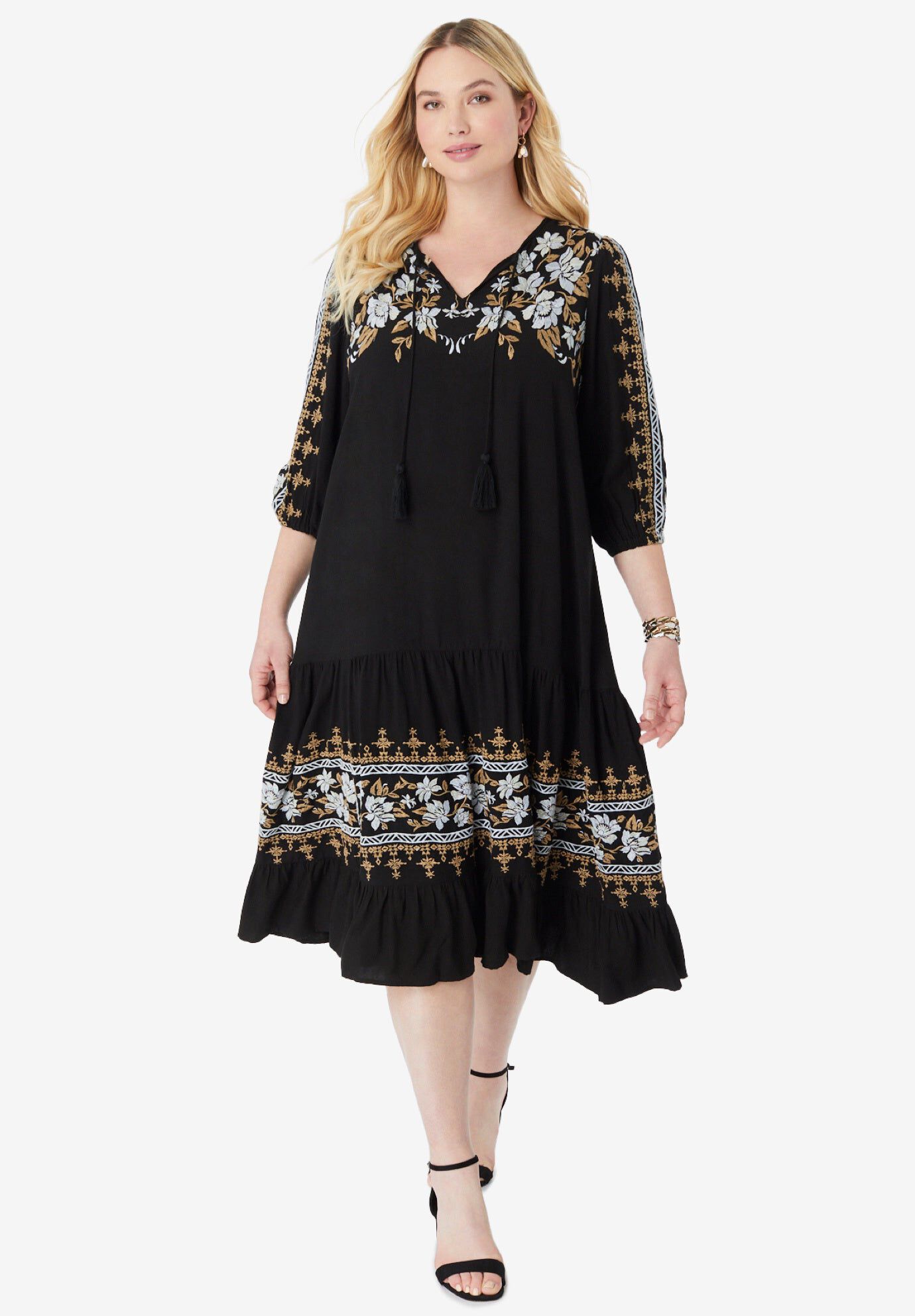 Tiered Embroidered Dress | OneStopPlus