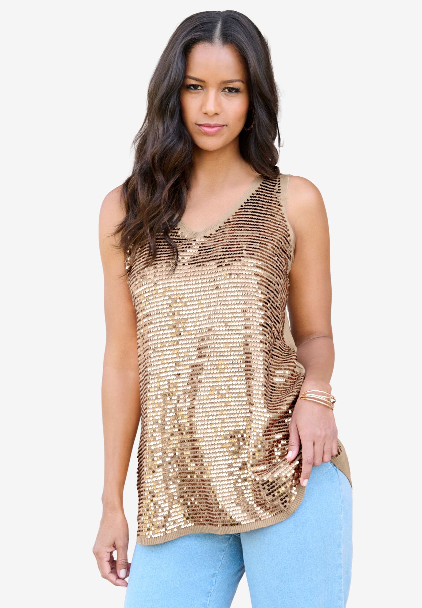Sequin-Embellished Tank Top | OneStopPlus