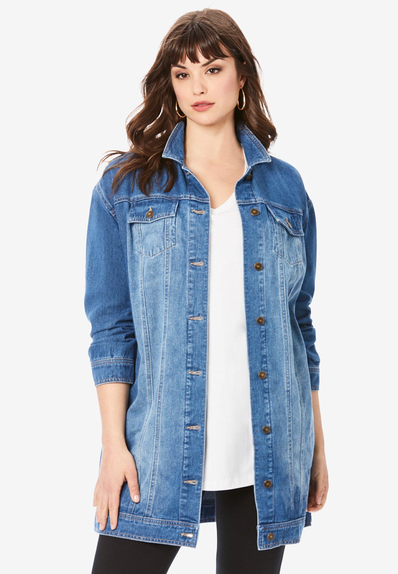 Plus Size Long Denim Jacket | OneStopPlus