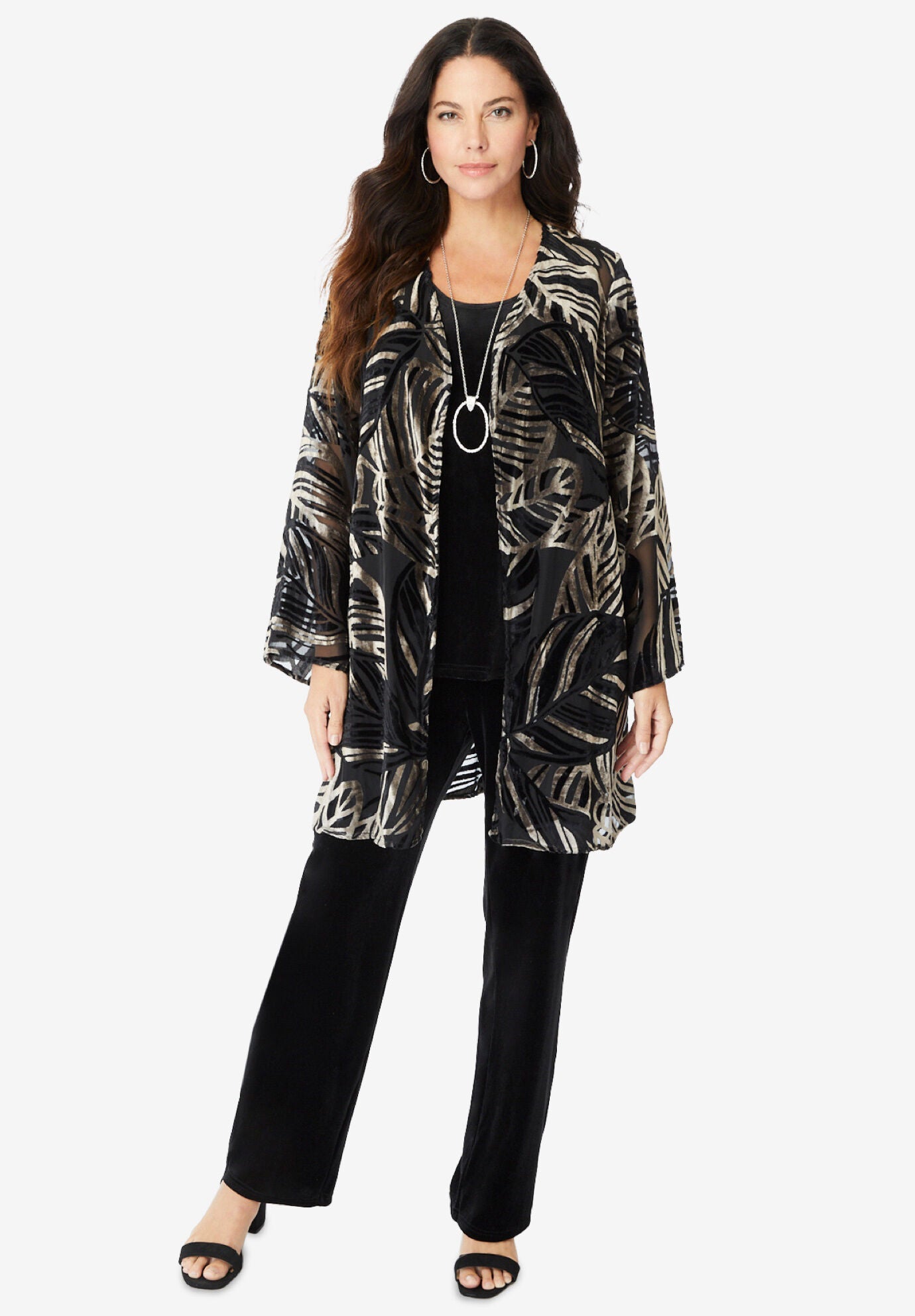 Three-Piece Devoré Velvet Pant-Set. | OneStopPlus