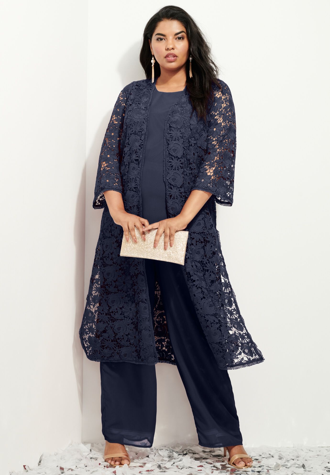 Lace Duster Pant Set | OneStopPlus