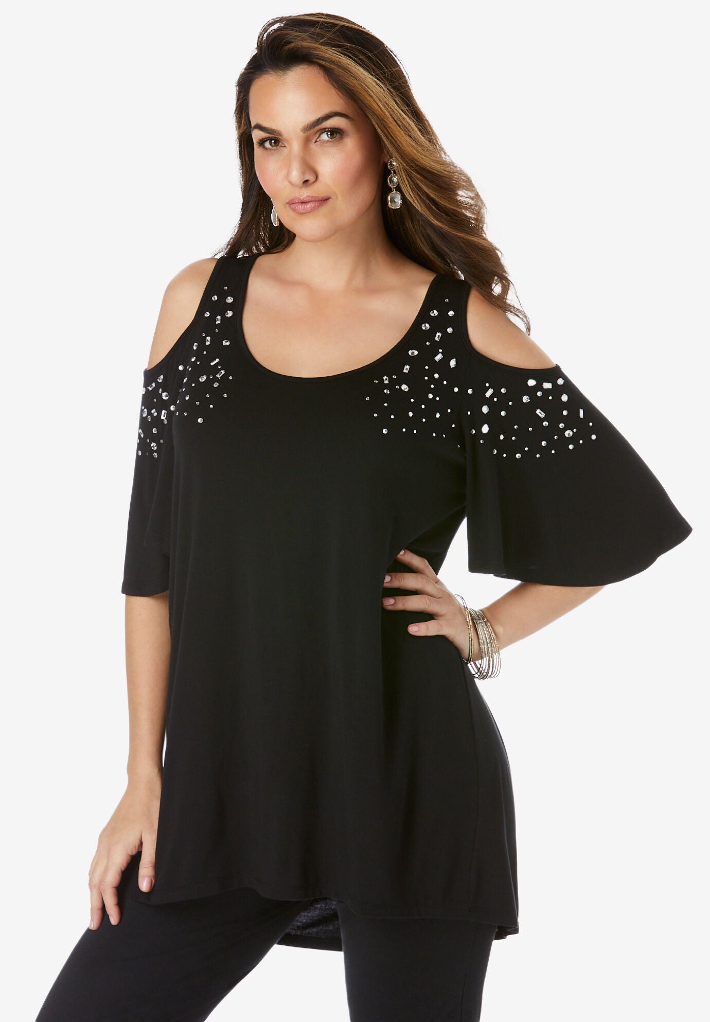 Cold Shoulder Ultra Drape Tunic | OneStopPlus