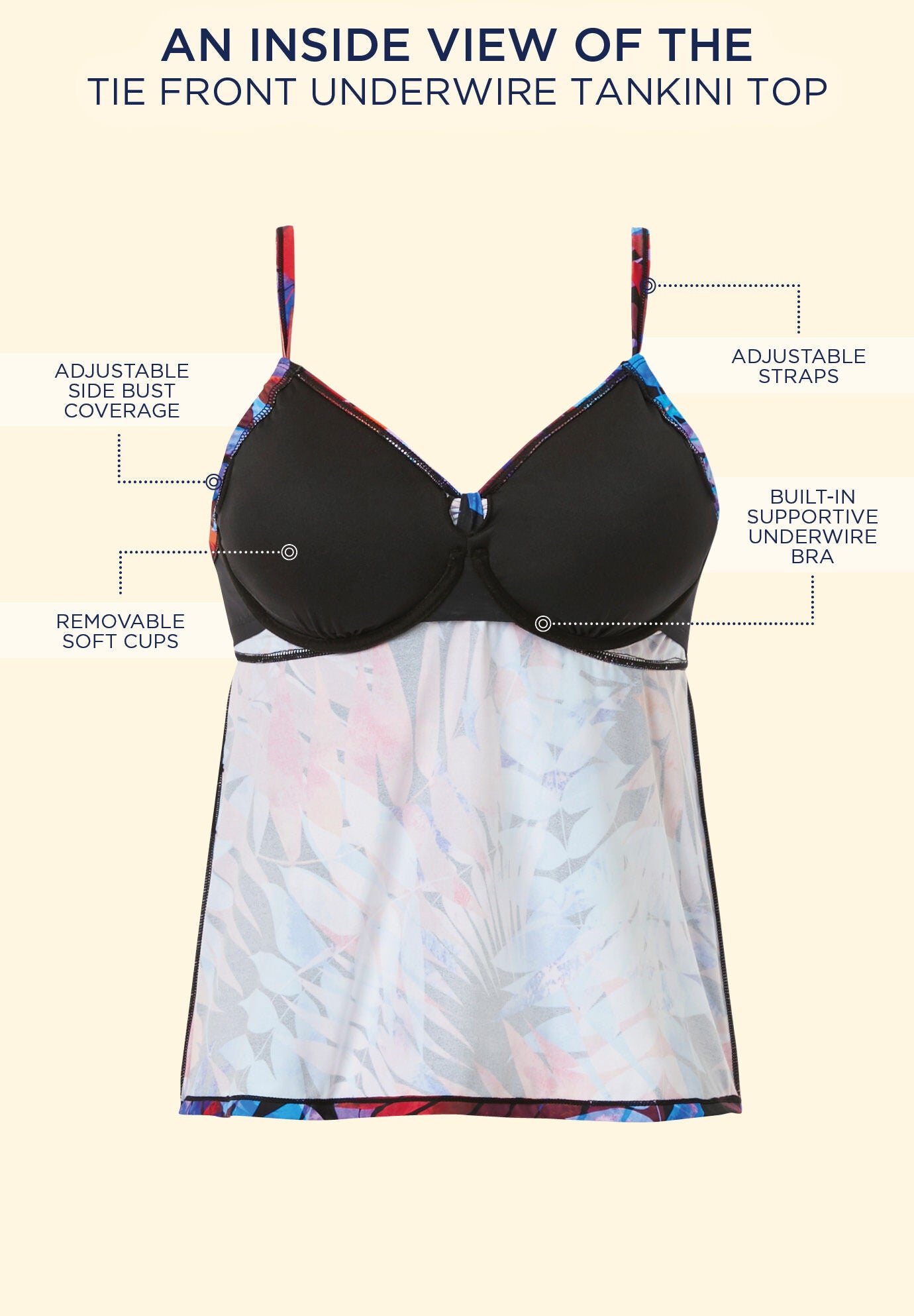 Tie Front Underwire Tankini Top | OneStopPlus