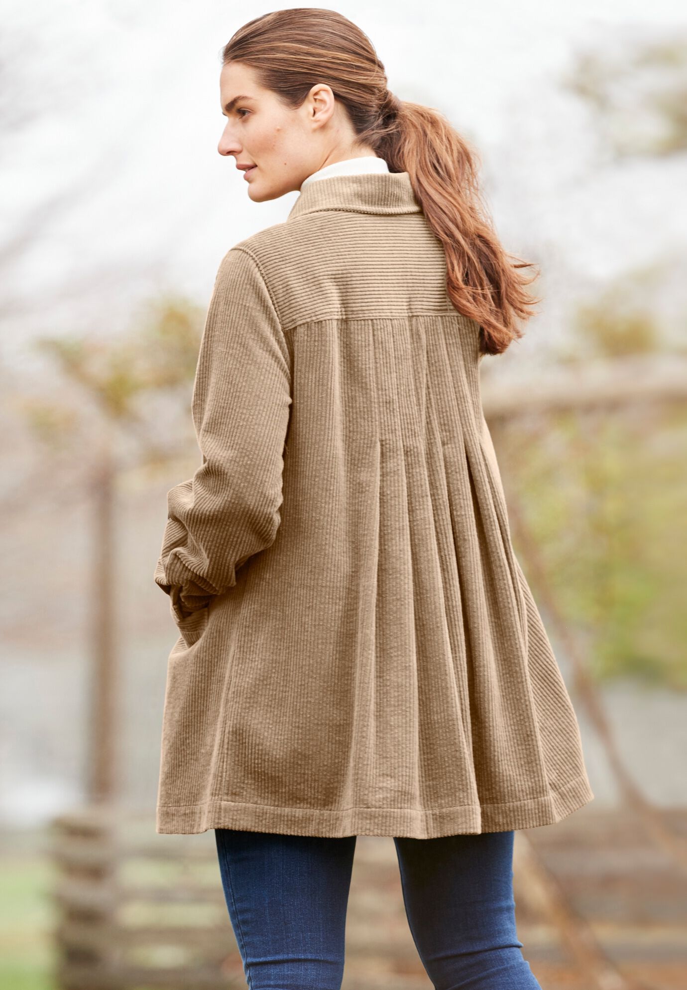 Pleat-Back Corduroy Jacket | OneStopPlus