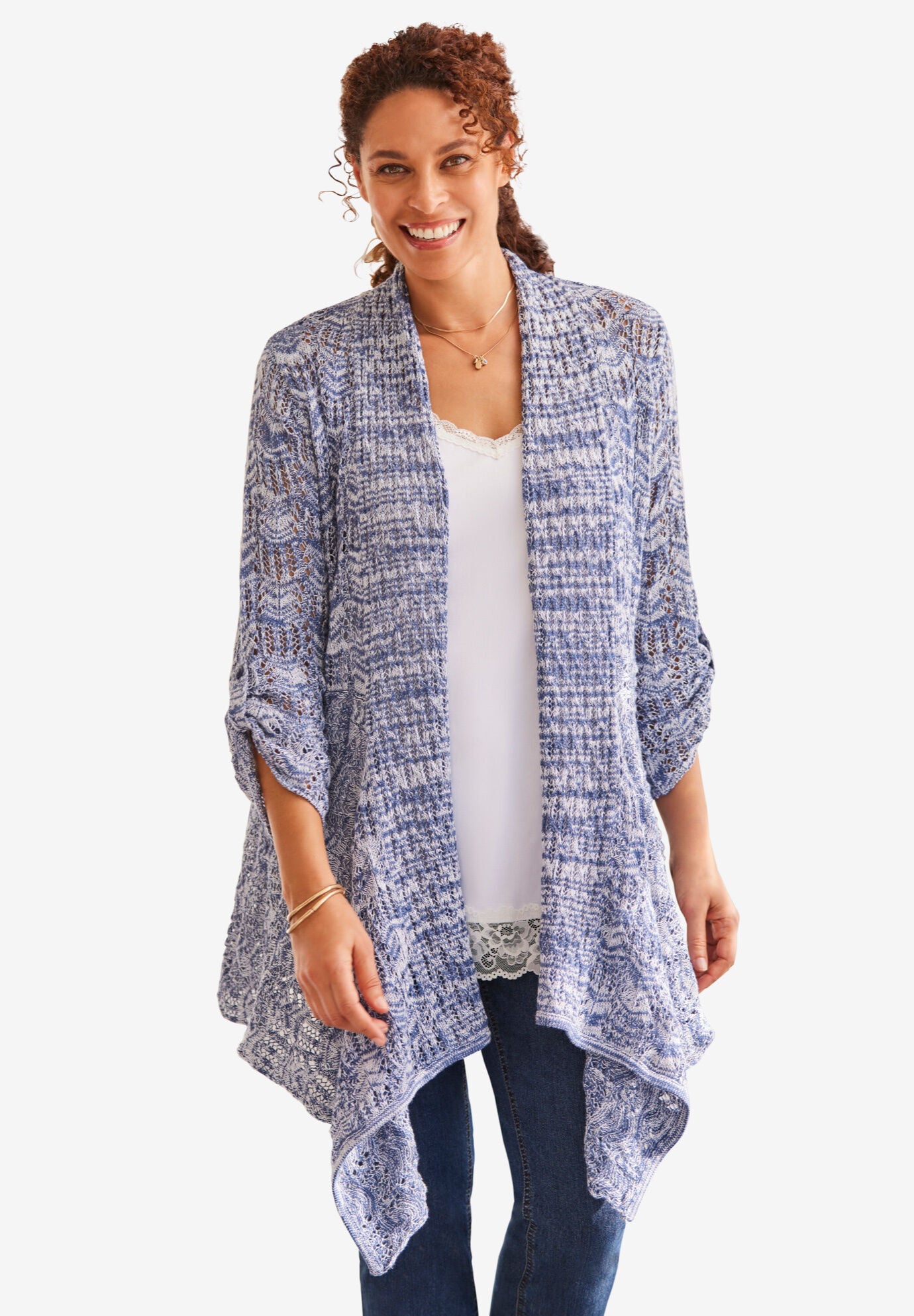 Open Front Pointelle Cardigan | OneStopPlus