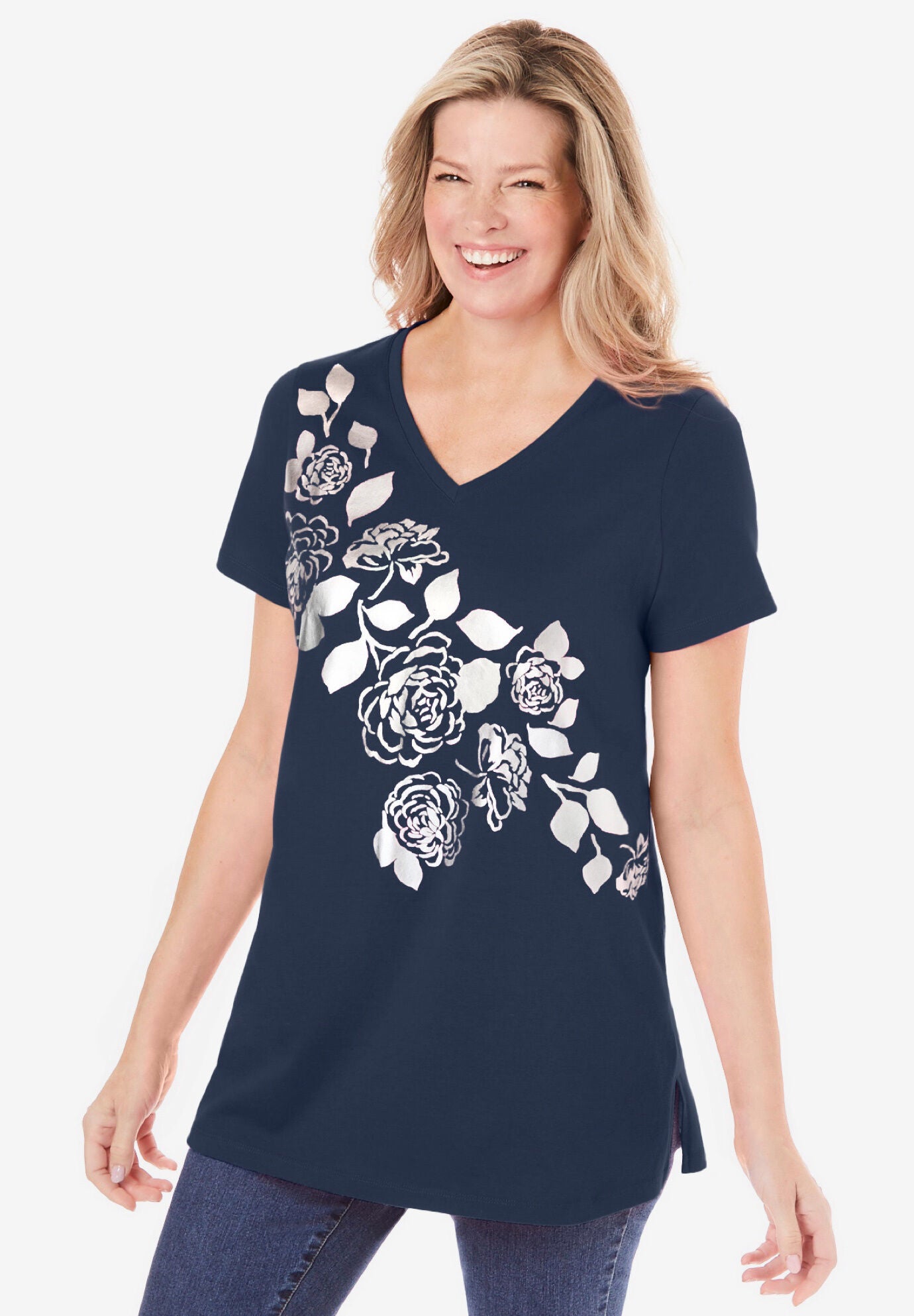 Short-Sleeve Foil Tunic | OneStopPlus