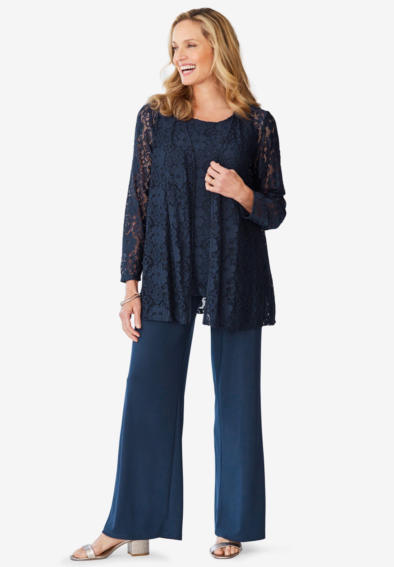3-piece Lace Jacket/Tank/Pant Set | OneStopPlus